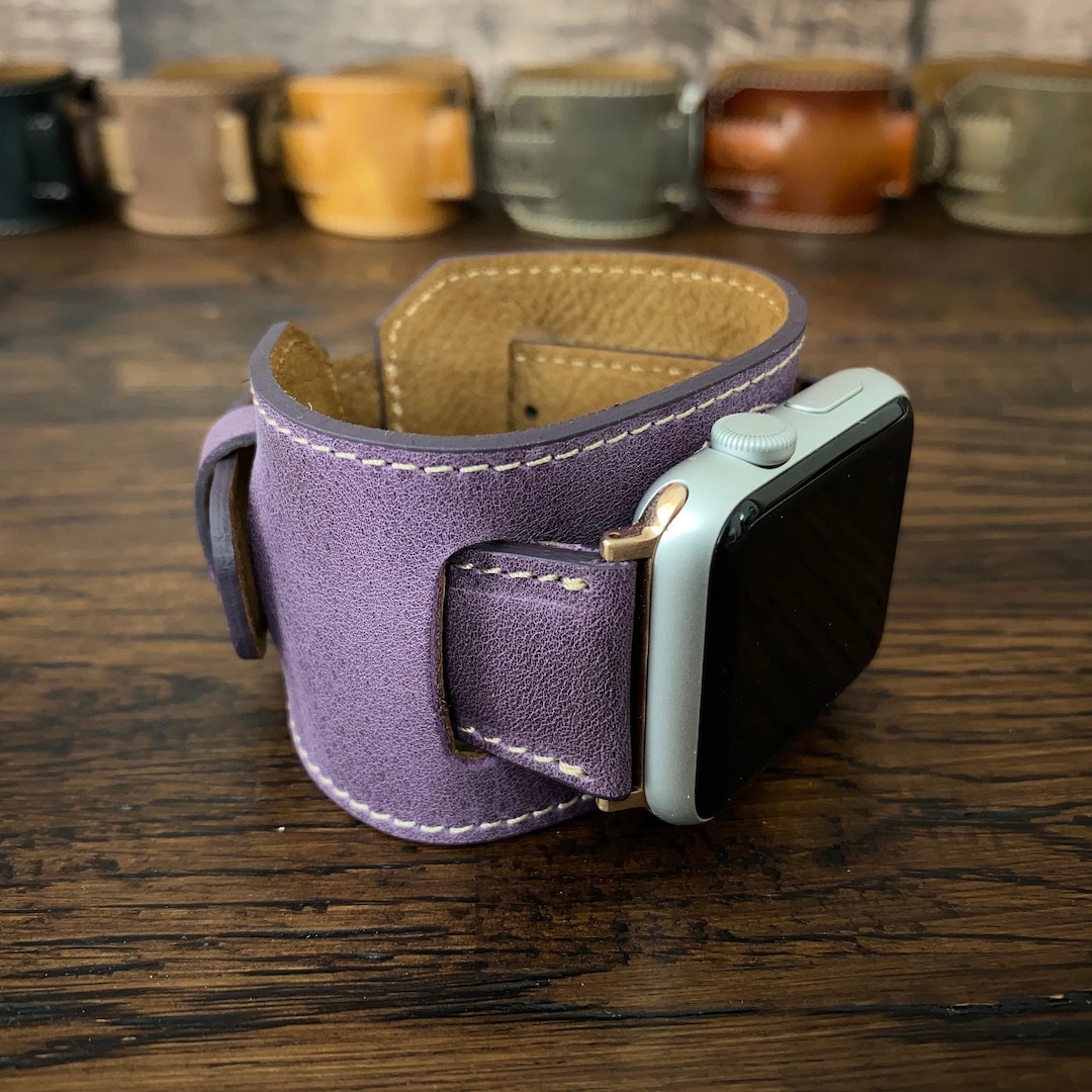 Purple Pink Leather Apple Watch Band 38mm 40mm 41mm 42mm 44mm 45mm 46mm ...