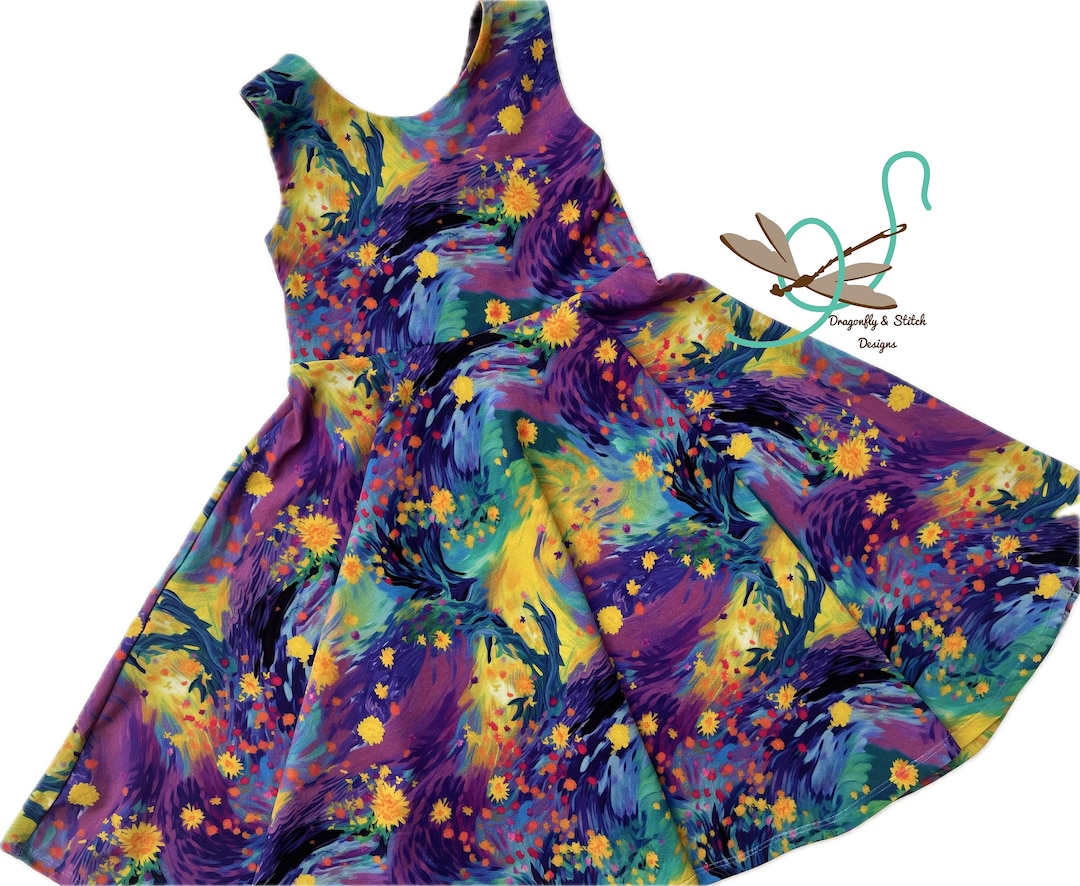 Van Gogh Expressionism Starry Night Twirl Kids' Dress With Pockets - Etsy