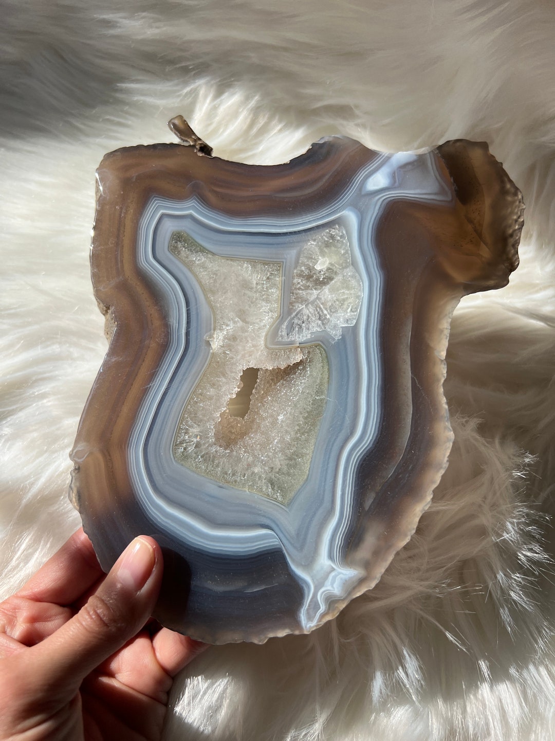 Brazilian Agate Slab/slice/decor Plate, Comes With Black Metal Stand ...