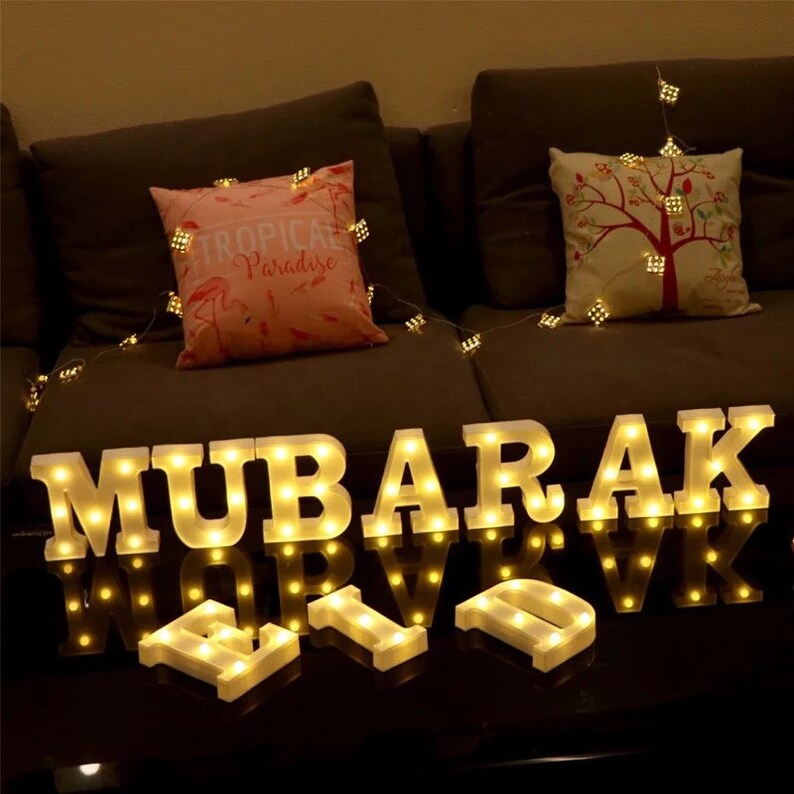 Ramadan Eid Mubarak Light Box Decorations Ornaments Lights Banner ...