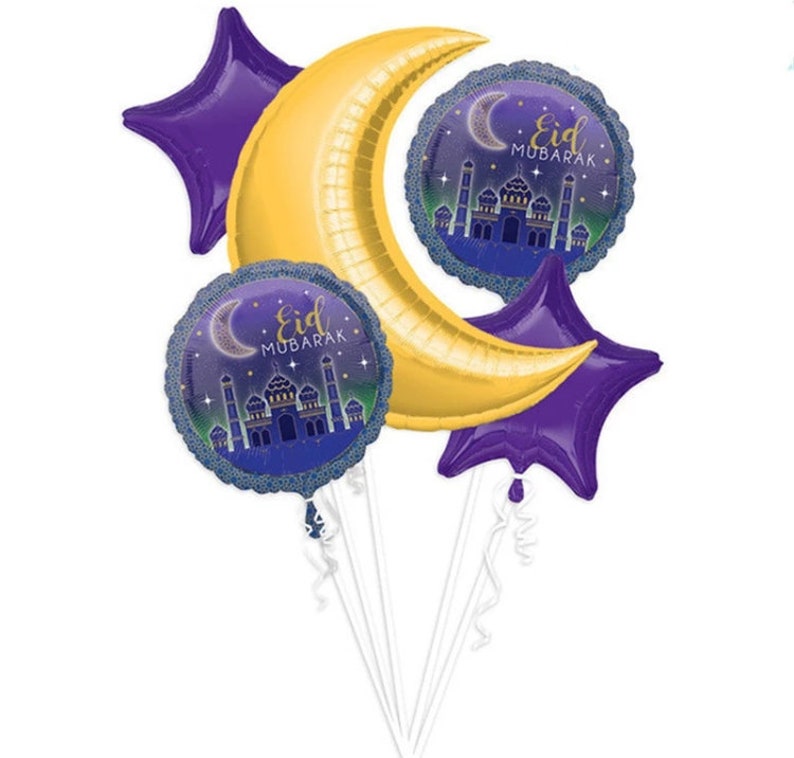 Eid Mubarak Balloons Decorations Banner Star Moon Foil Balloon - Etsy