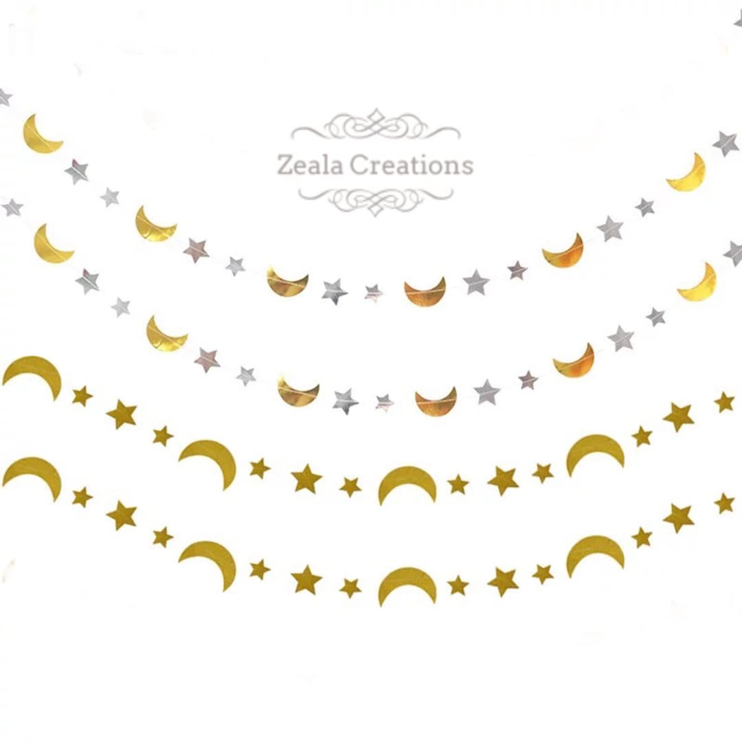 Star Moon Ramadan Kareem Decorations Eid Mubarak Hajj Banner Bunting ...