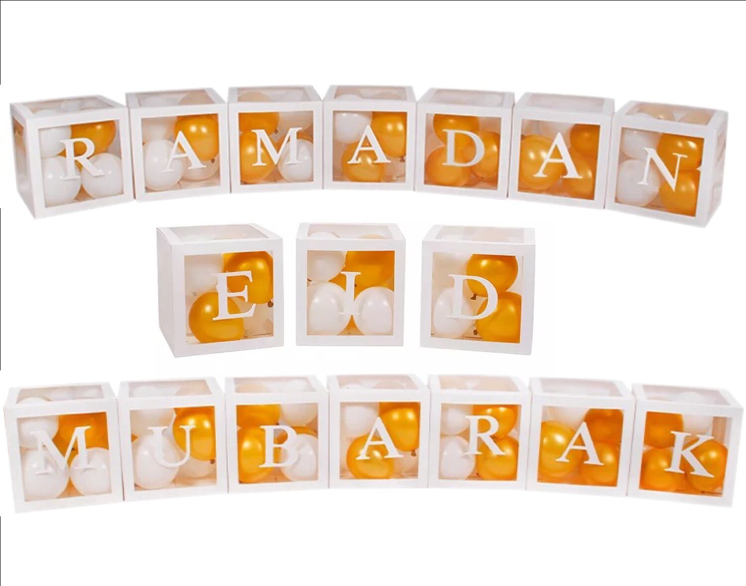 Ramadan Eid Mubarak Decorations Boxes Cube Balloons Clear Transparent ...