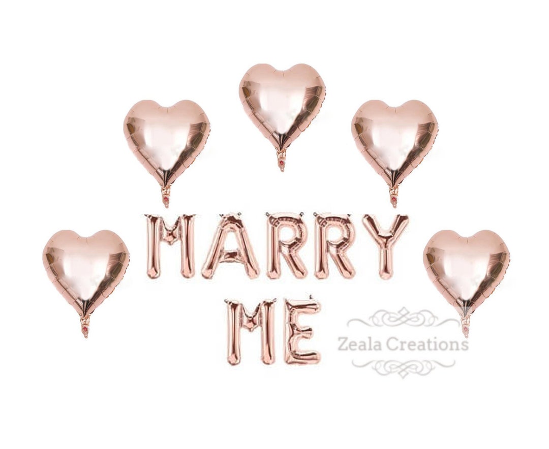 Marry Me Proposal Engagement Balloons Decorations Rose Gold Heart ...