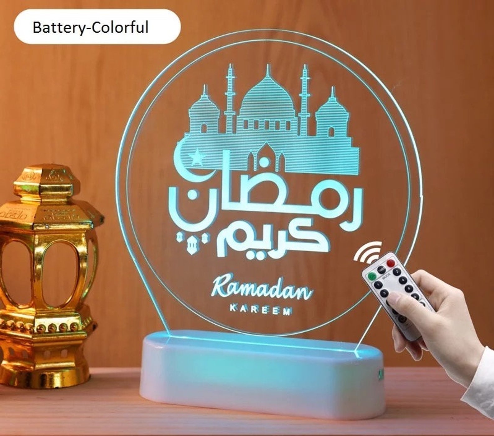 Ramadan Mubarak Kareem Decorations LED Lights Window Hanging Ornament ...