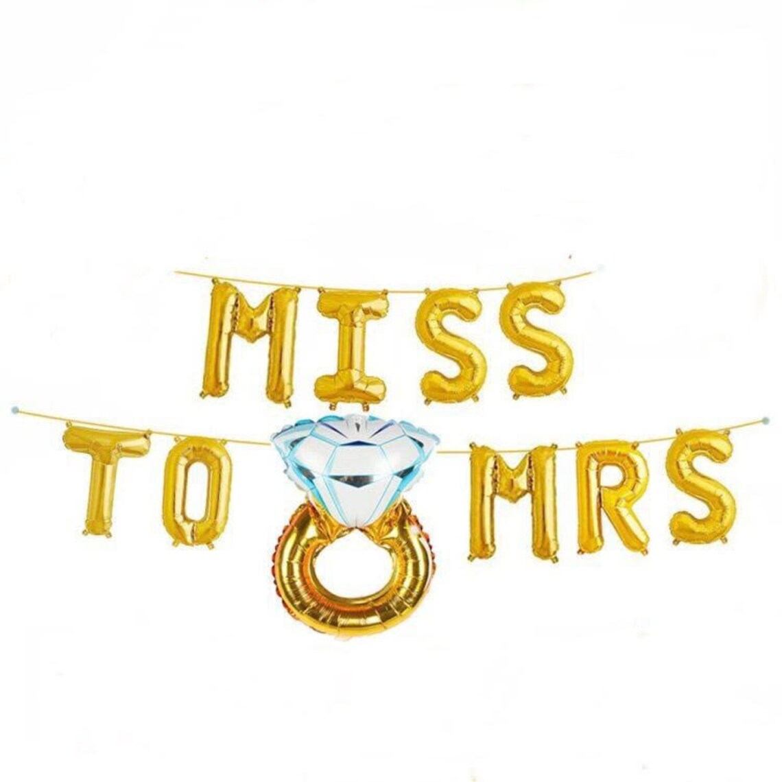 Miss to Mrs Gold Foil With Ring Balloon Set Banner Engagement - Etsy ...