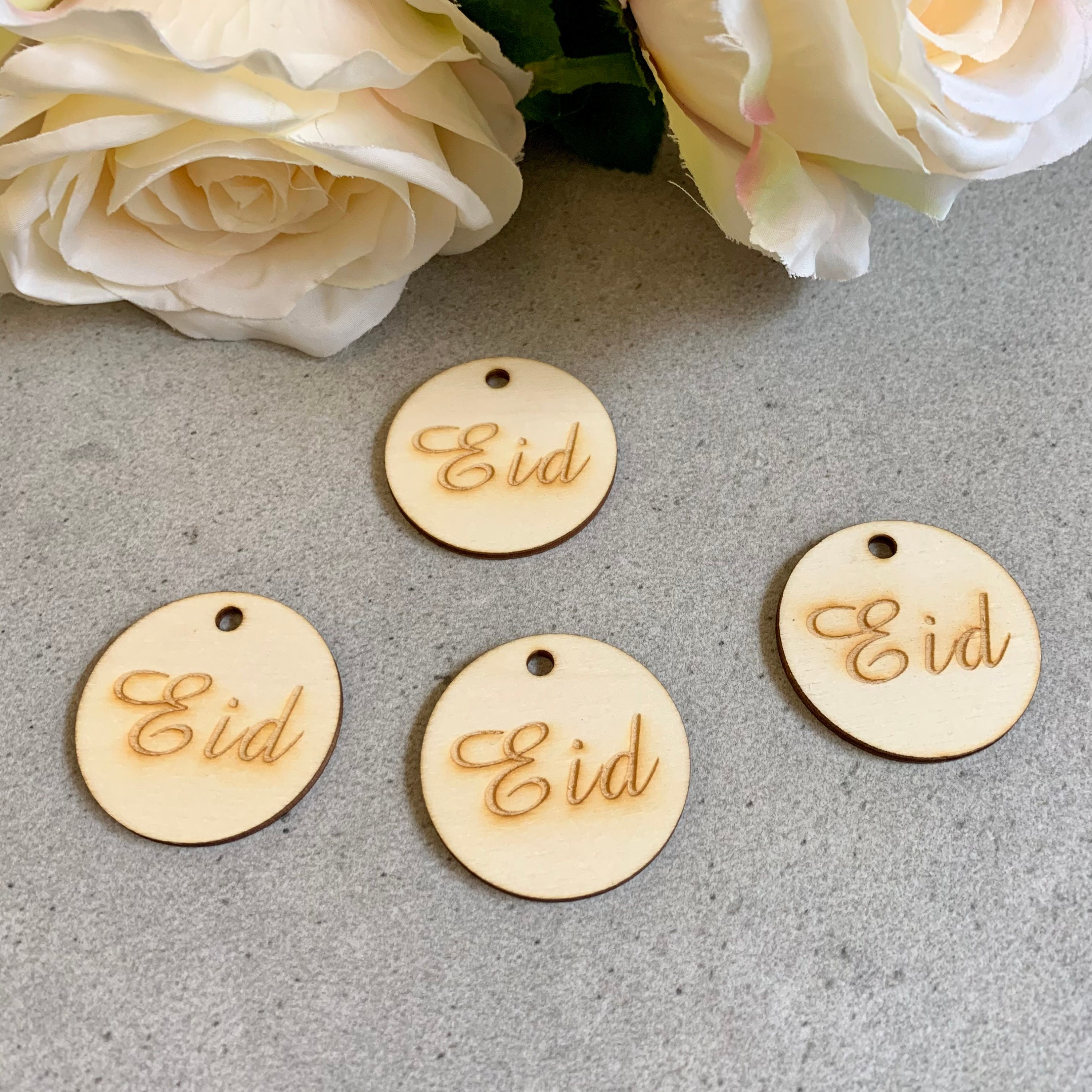10 Eid Gold Mirror Acrylic Wood Laser Cut Gift Tag Decorations Presents ...