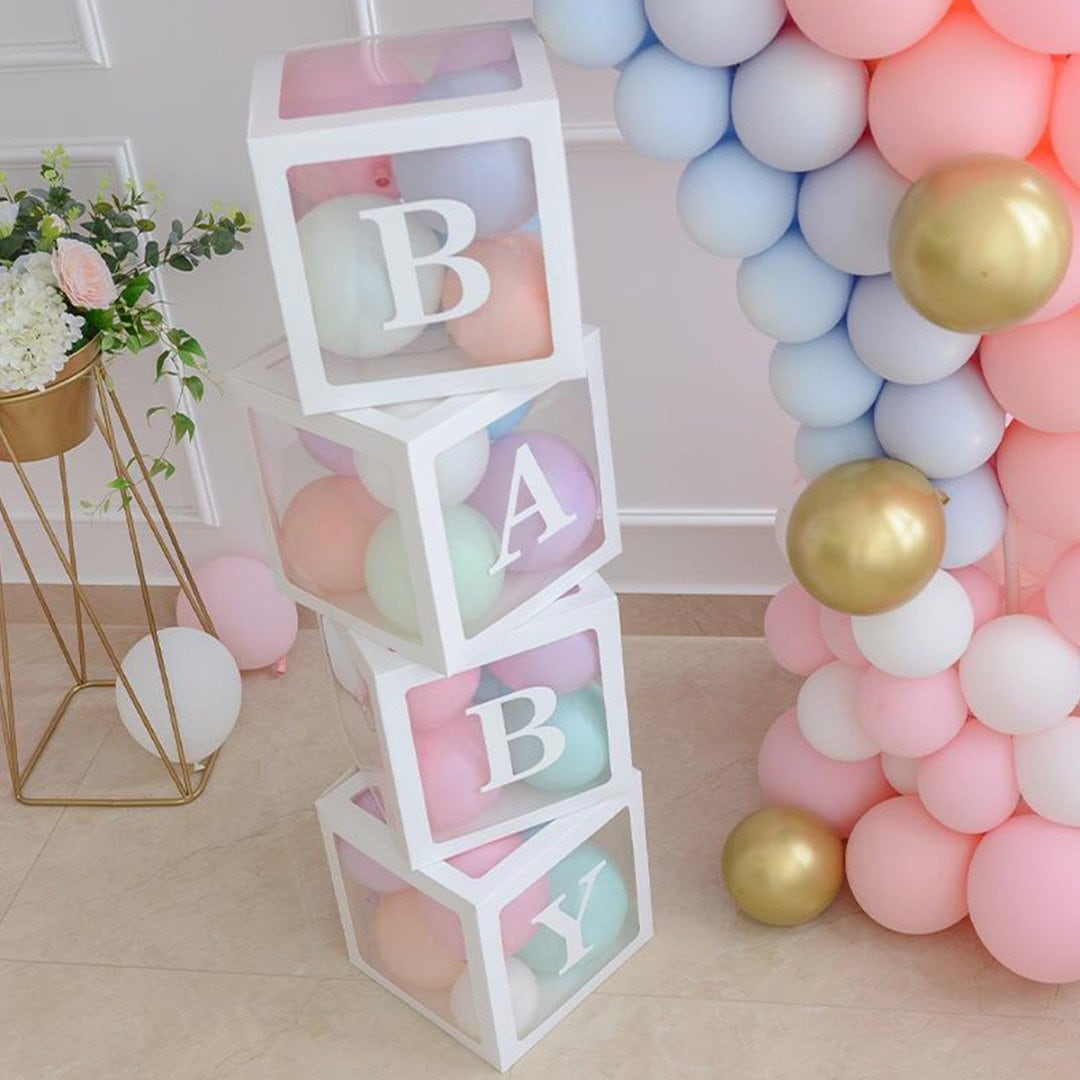 Baby Boxes Cube Transparent Balloons Clear Baby Shower Gender Reveal ...
