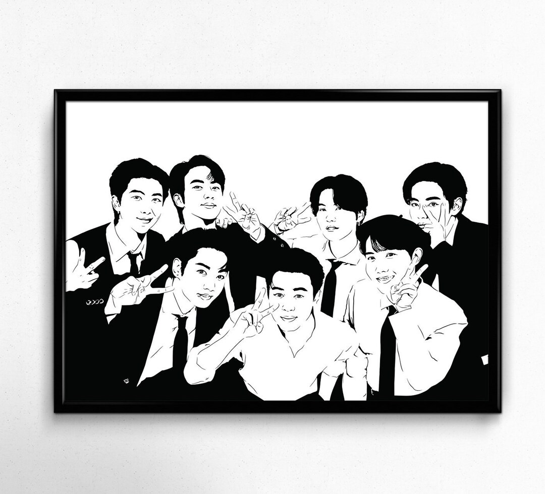 BTS Art Print - Illustration of the K-pop Superstars // Kpop Lovers ...