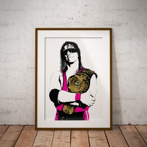 Bret Hart Art Print - Awesome Poster of the Bret the Hitman Hart // the ...