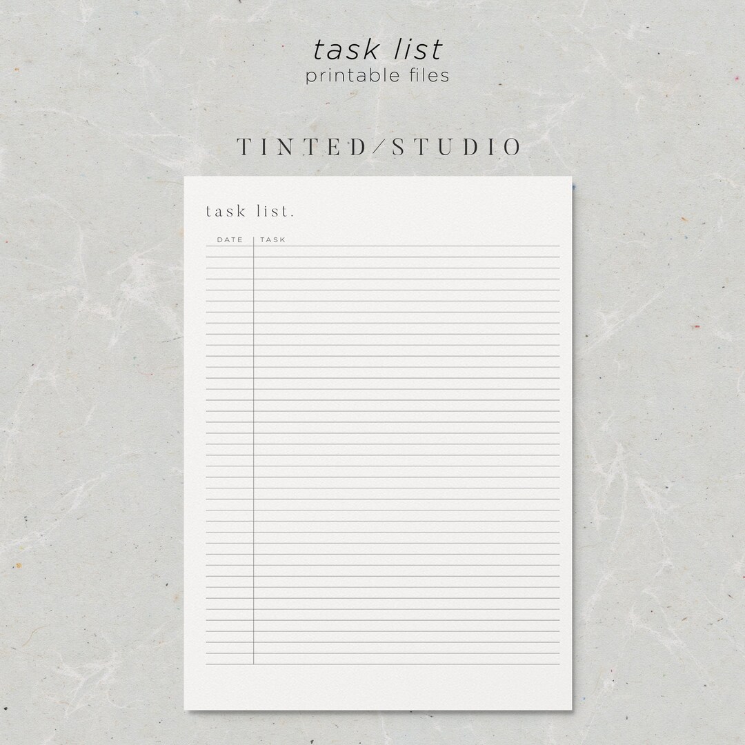 Task List Printable | Collection 02 | to Do Lists | A4 | A5 | A6 | Half ...