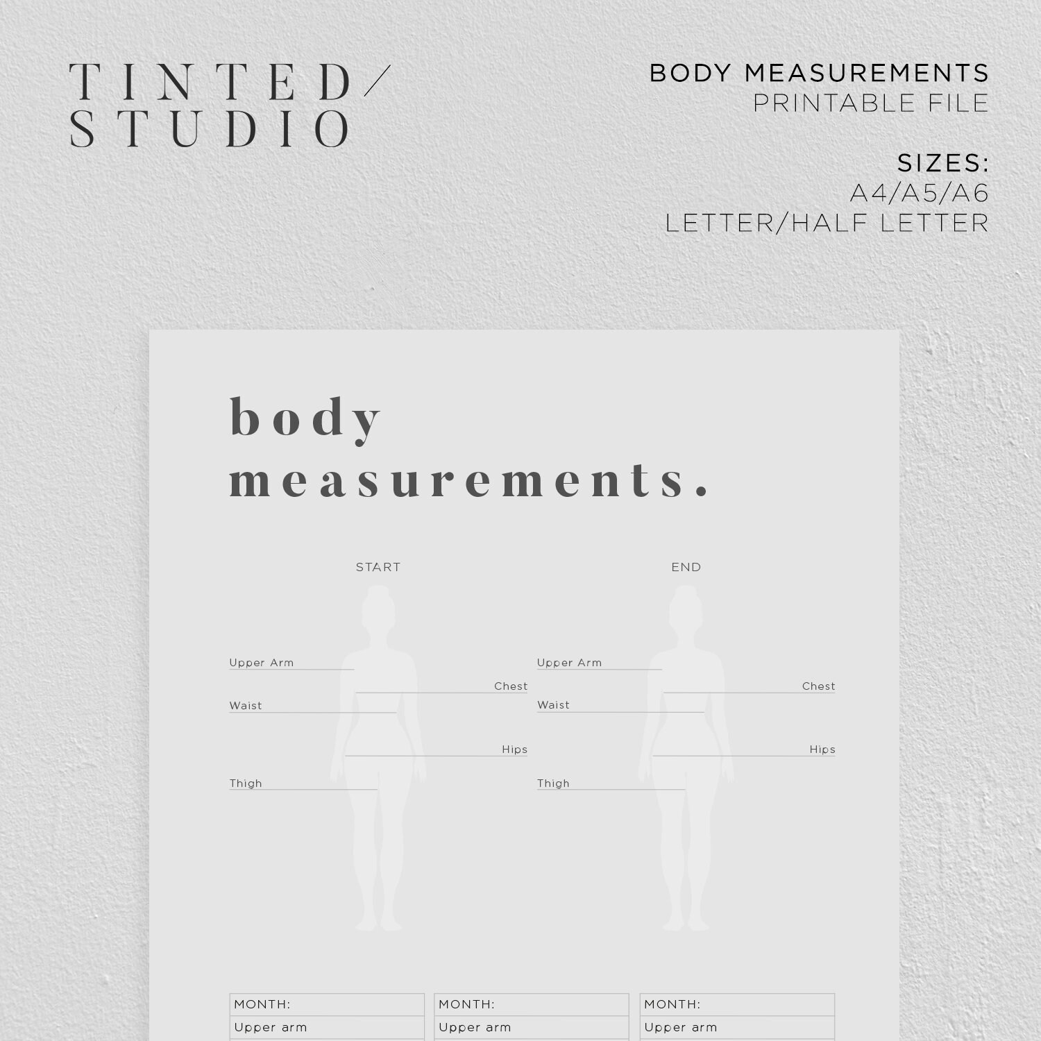 Body Measurements Printable Collection 01 Fitness Planning - Etsy UK