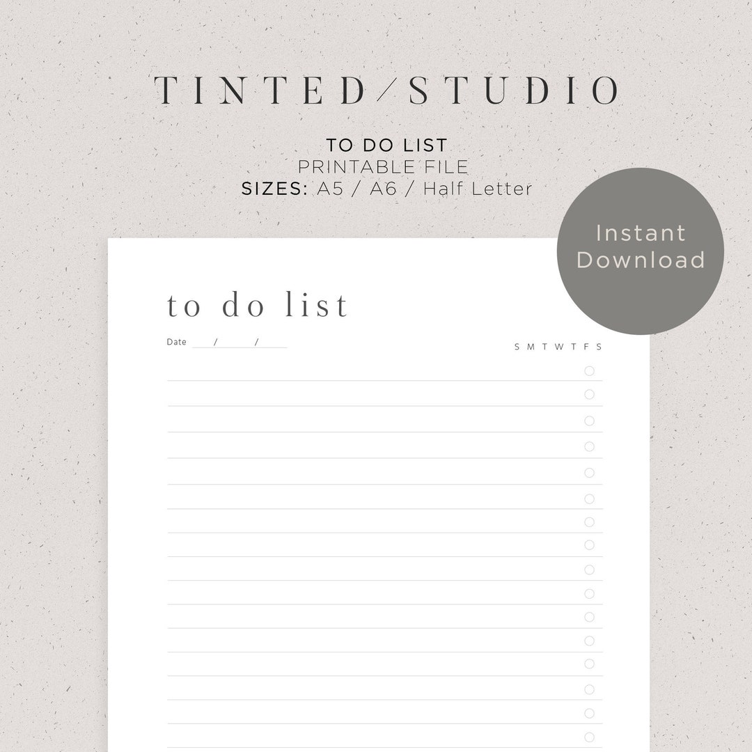 To Do List Planner Printable | A5, A6 & Half Letter Size | Daily ...
