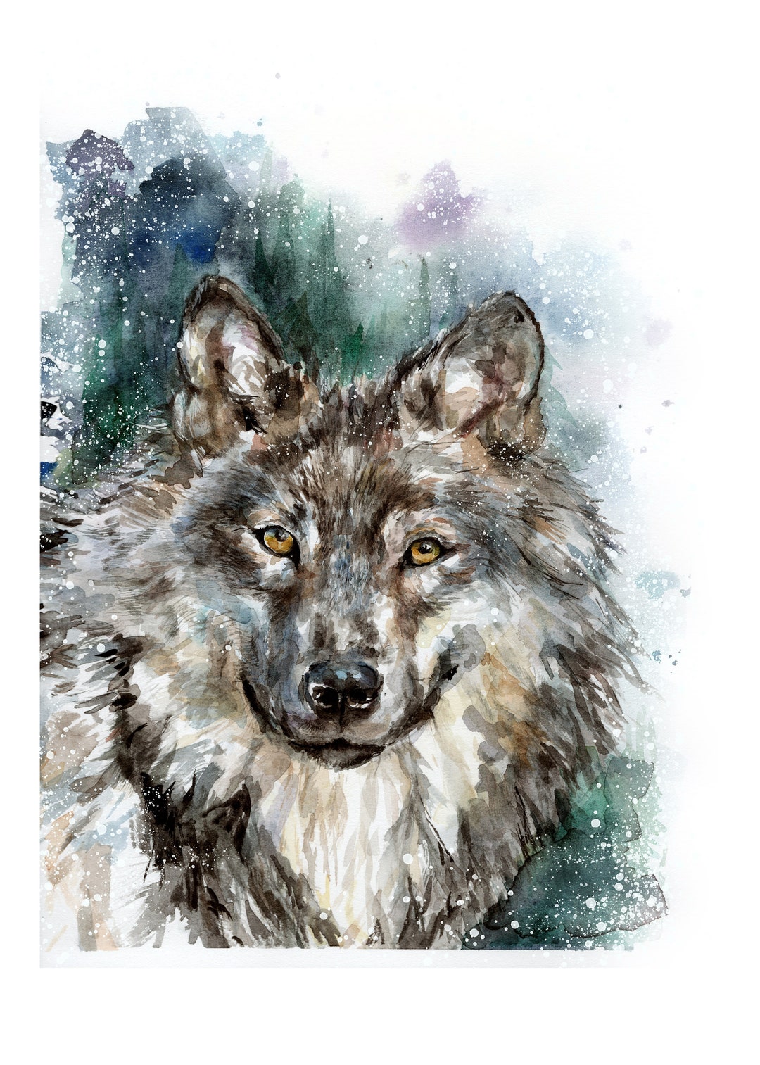 Northern Gray Wolf - Watercolor, Art Print, Home Decor, Wall Art // 5x7 ...