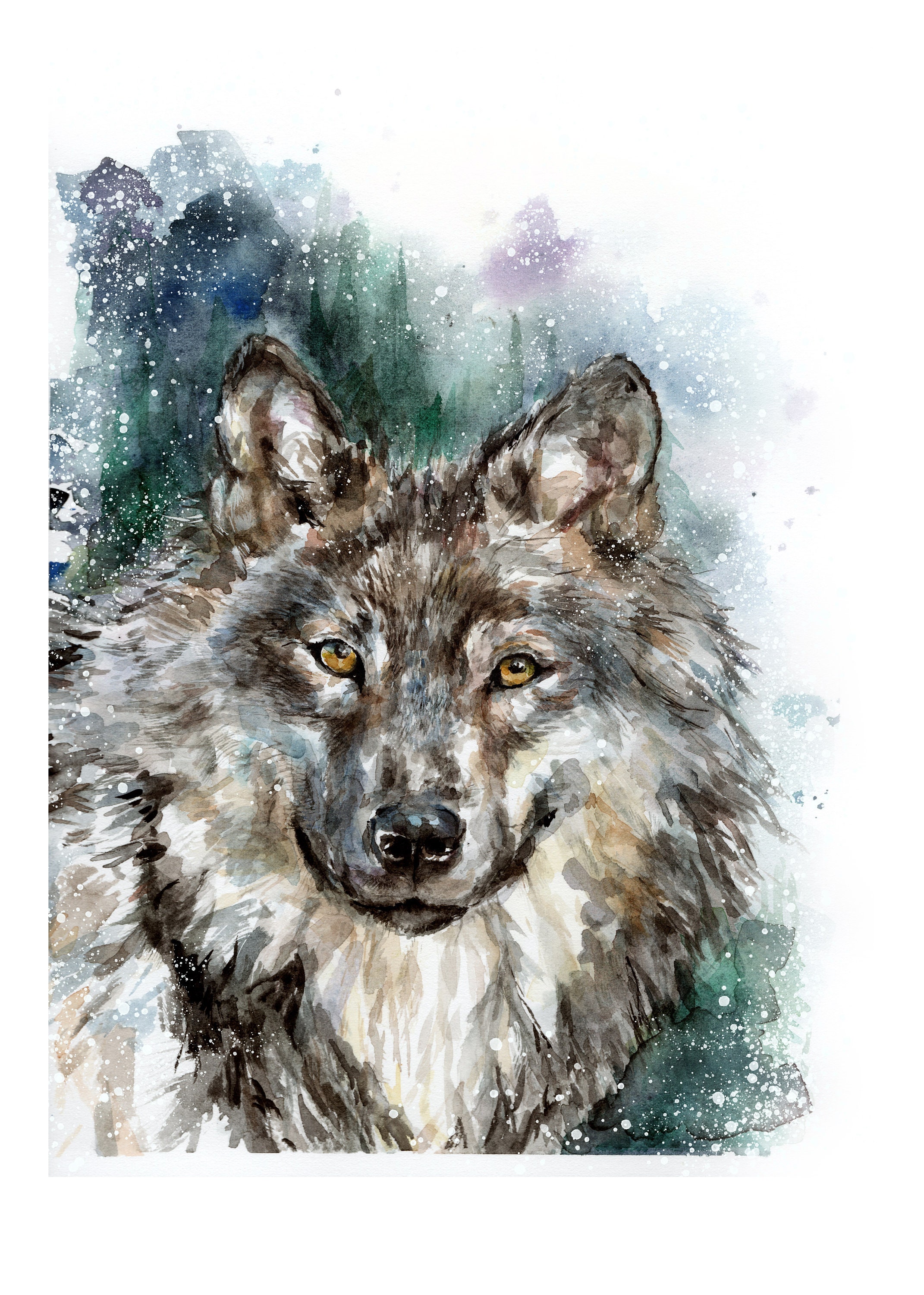 Northern Gray Wolf Watercolor Art Print Home Decor Wall - Etsy