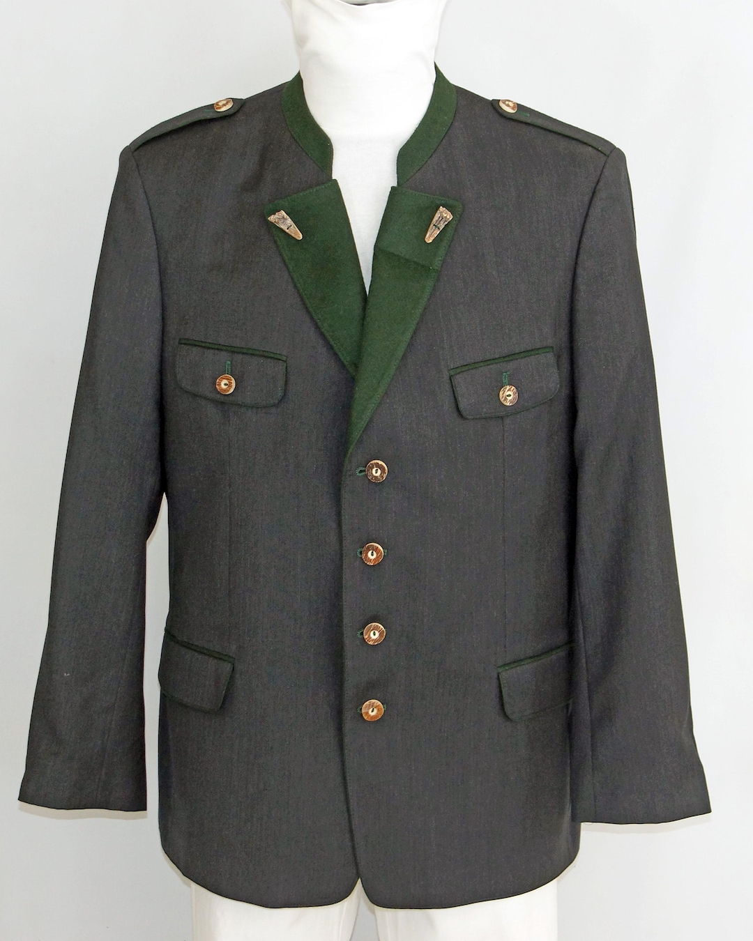 Vintage Men's Tyrolean Gray Wool Jacket Oktobefest,alpen Style, Marked ...