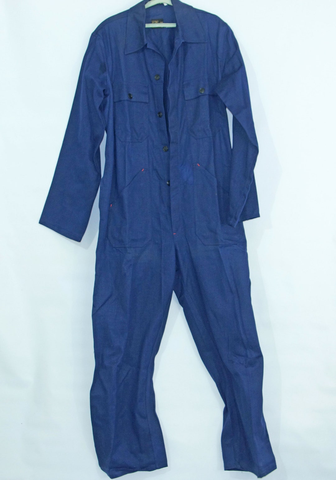 Vintage Poly Cotton Work Wear Overalls Long Sleeve Blue Jumpsuit Boiler ...