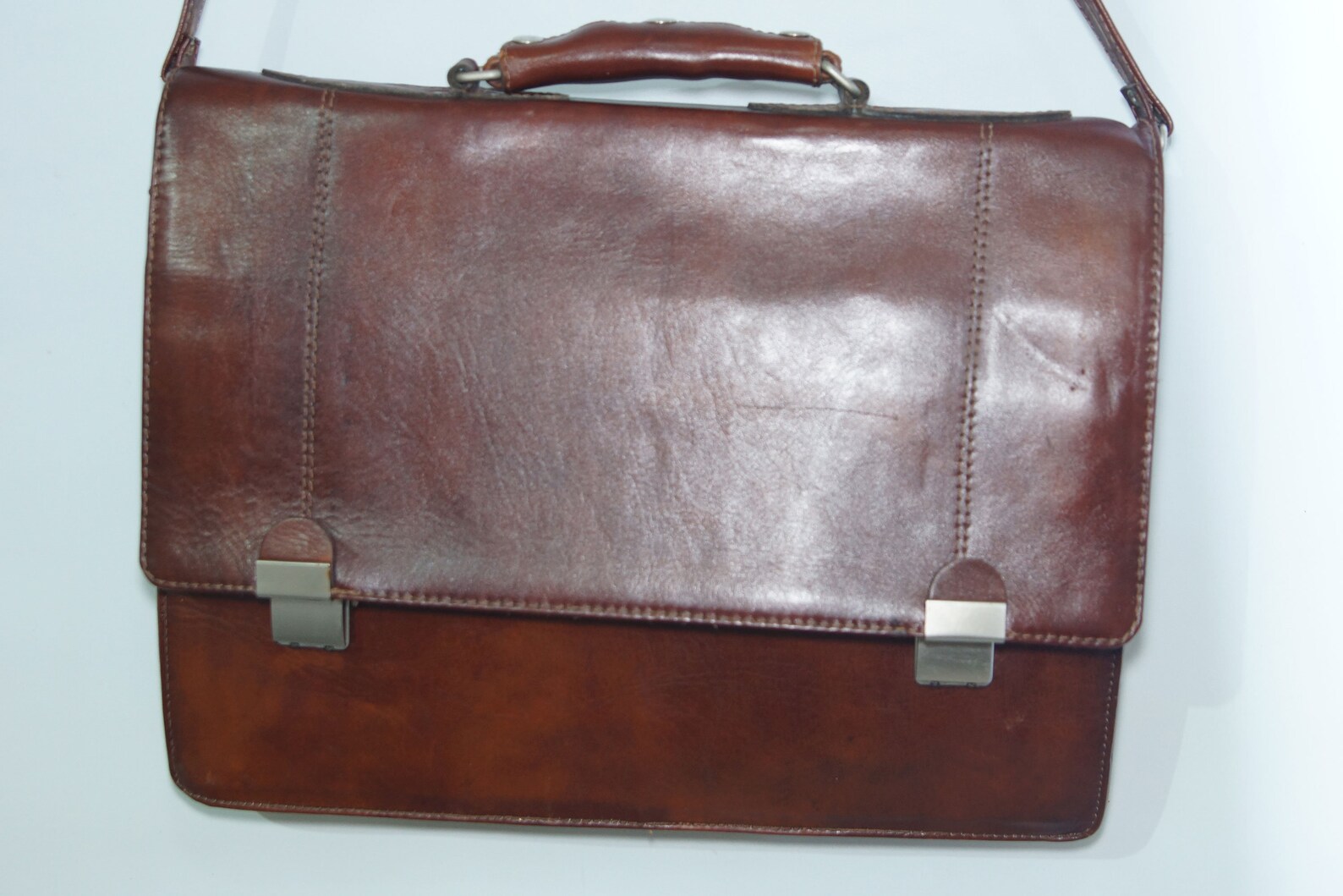 Vintage Briefcase Double Combination Lock Tan Leather Attaché Messenger ...