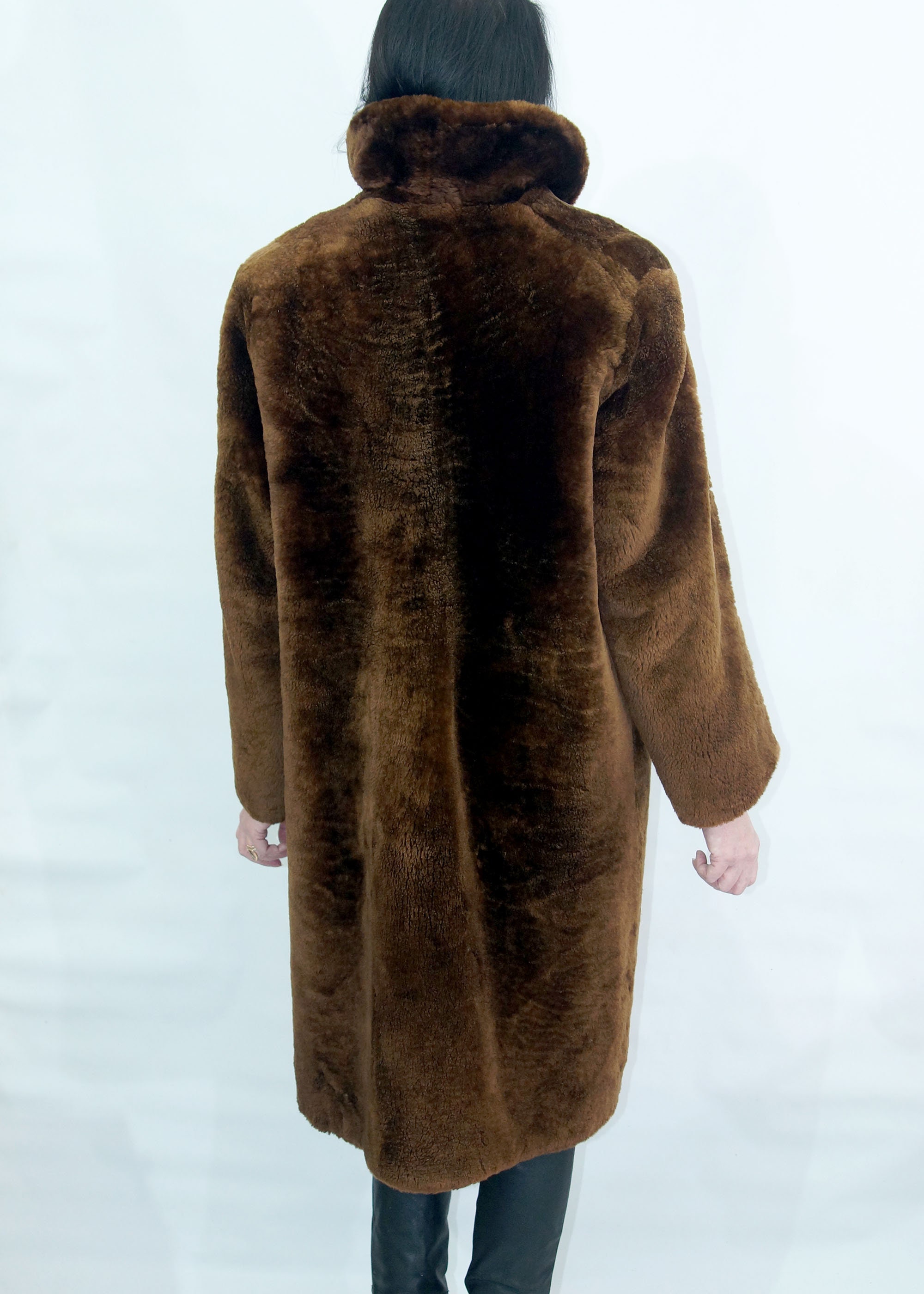 Vintage Women's Brown Mouton Fur Long Coat, Bust 40 In - Etsy