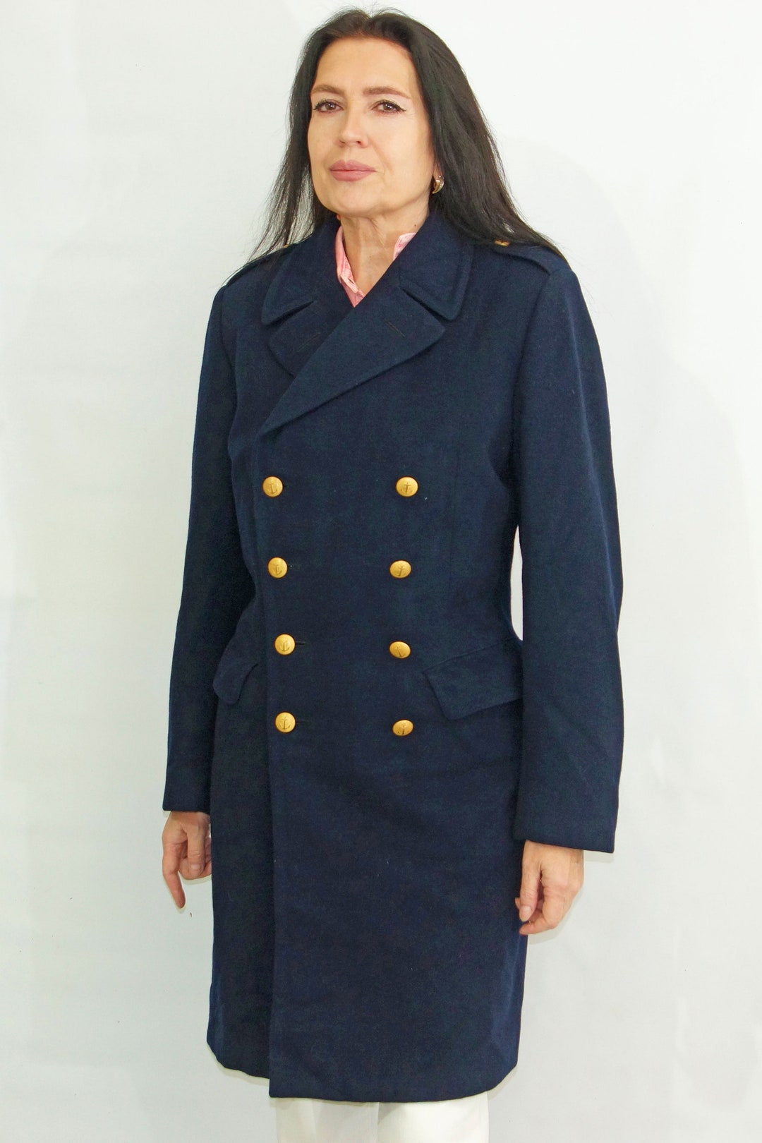 Vintage Wool Naval Overcoat: Double Breasted Marine Greatcoat - Etsy