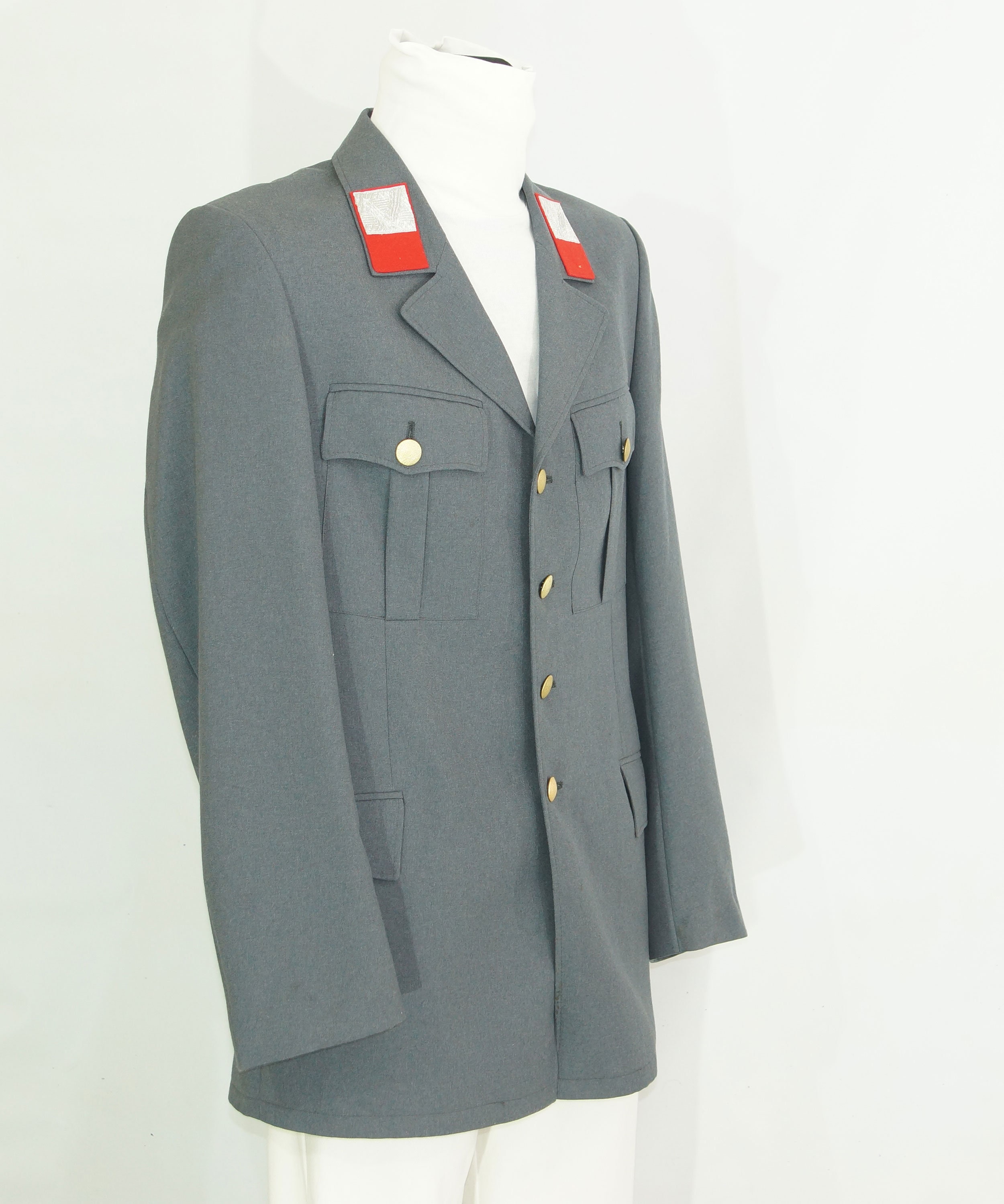Uniform Trench Vintage Gray Army Military Jacket With Patch "bundes ...