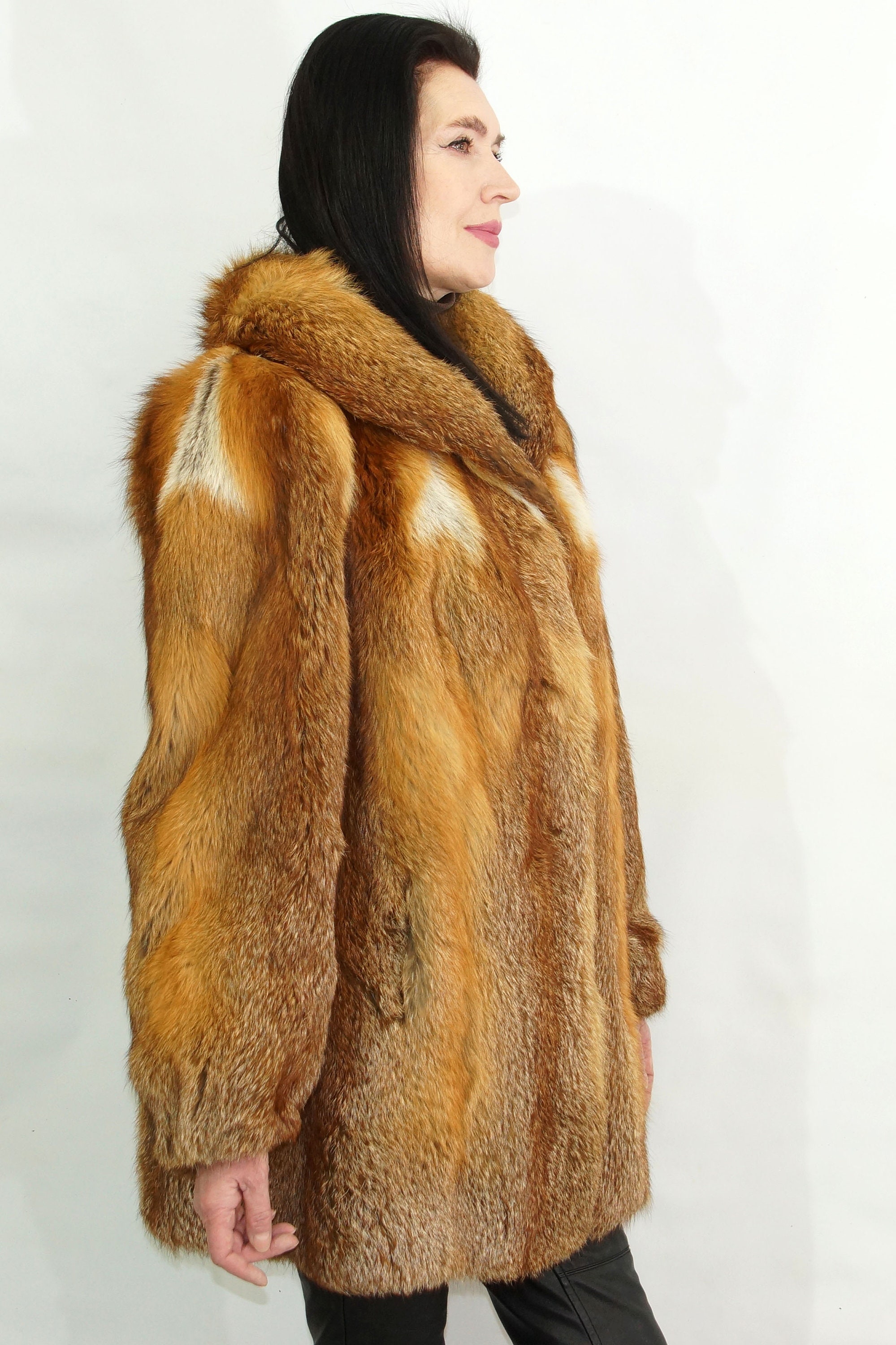 Vintage Red Fox Fur Coat Timeless Elegant Warm Jacket - Etsy