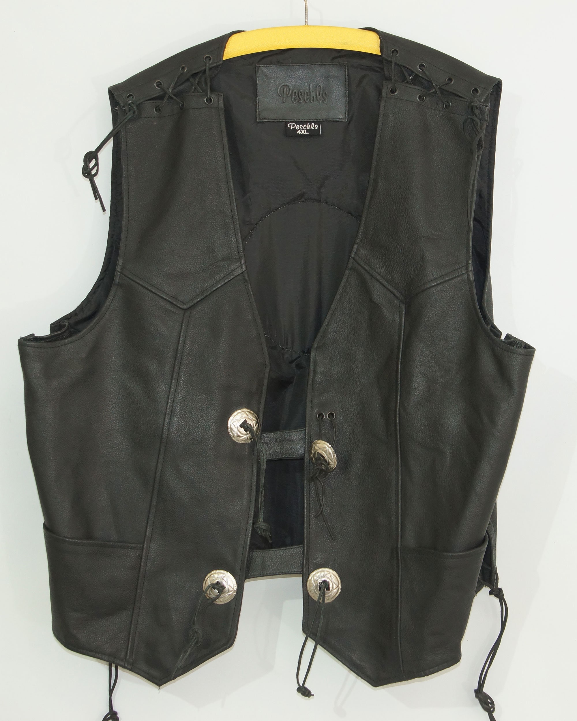 Vintage Black Thick Leather Vest Motorcycle Biker Two Side Vintage Black Thick Leather Vest Motorcycle Biker Two Side