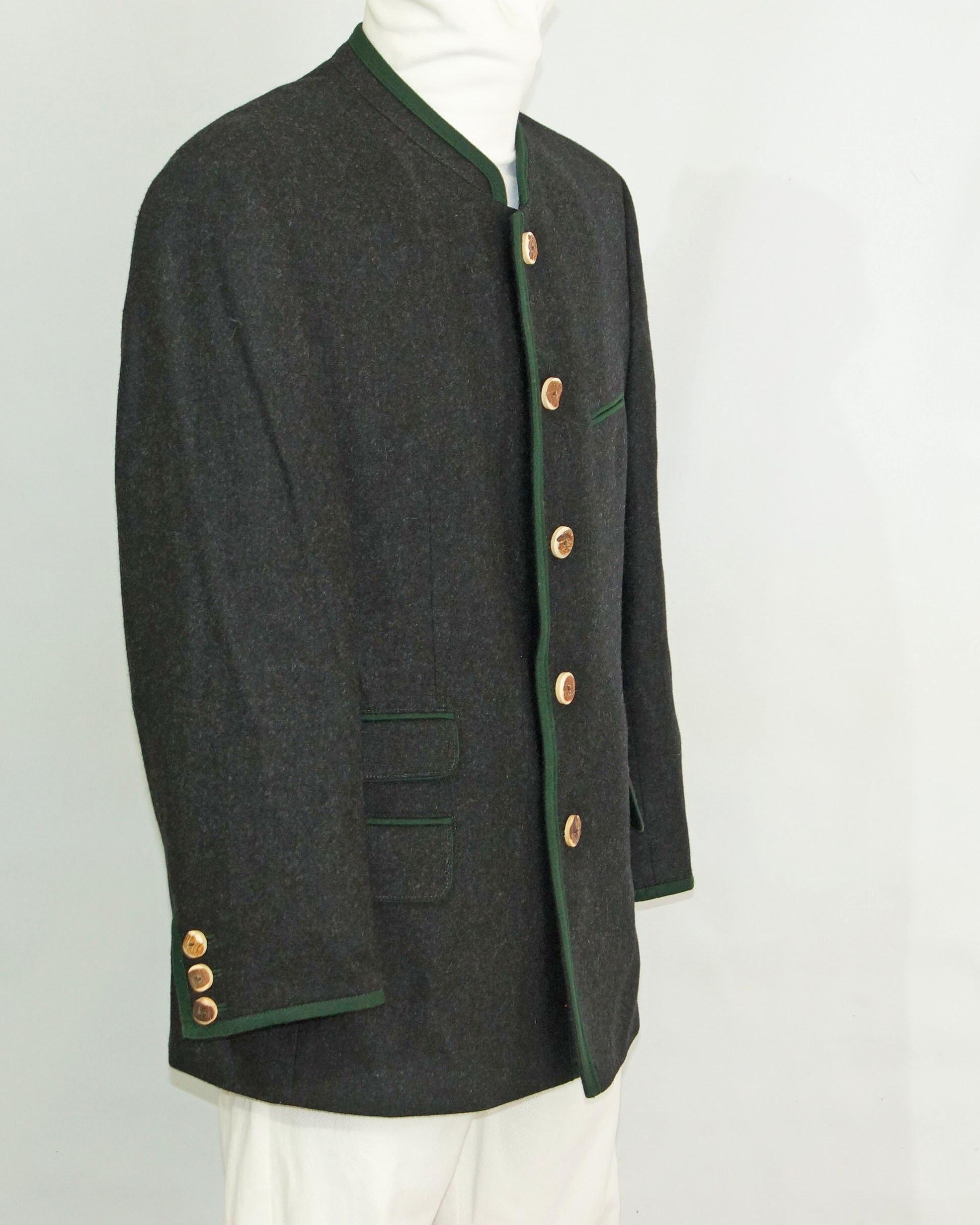 Black Wool Trachten Jacket Austrian Men's Tyrolean Oktoberfest Warm ...