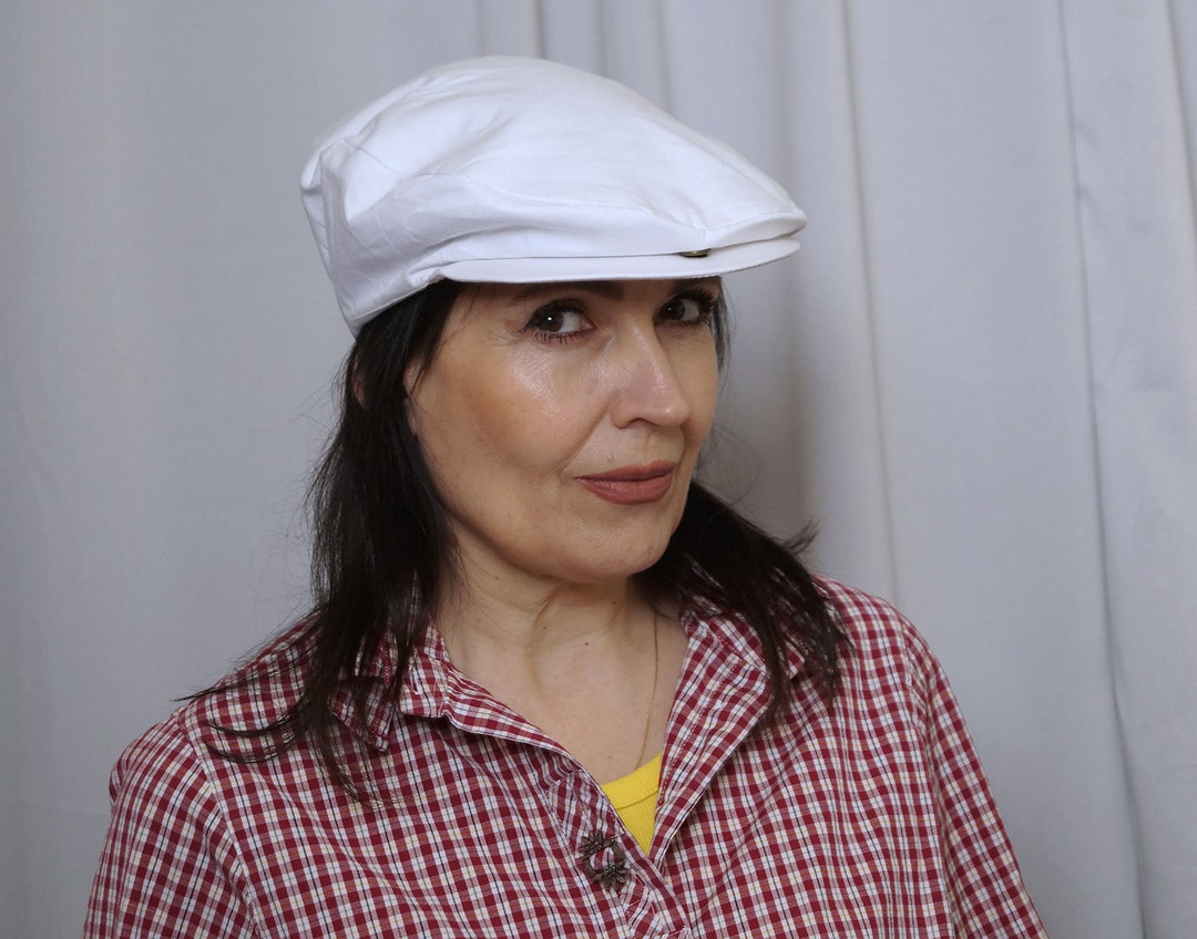 Two Classic White Flat Caps. 100% Cotton Size 58cm and 59cm - Etsy