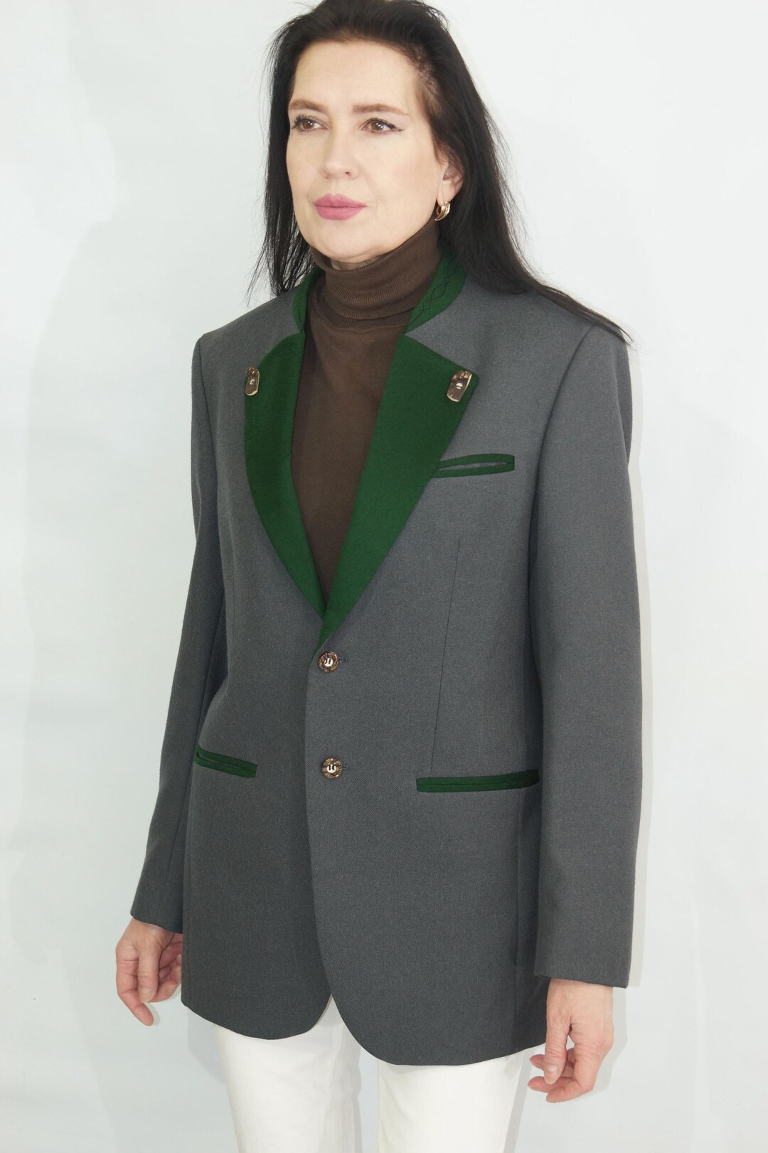 Tyrolean Gray Wool Jacket Men's Trachten Oktoberfest Vintage Blazer - Etsy