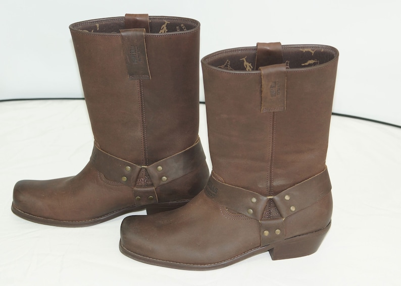 Vintage Western Boots Cowboy Motorcycle Brown Leather Boots Men's ...