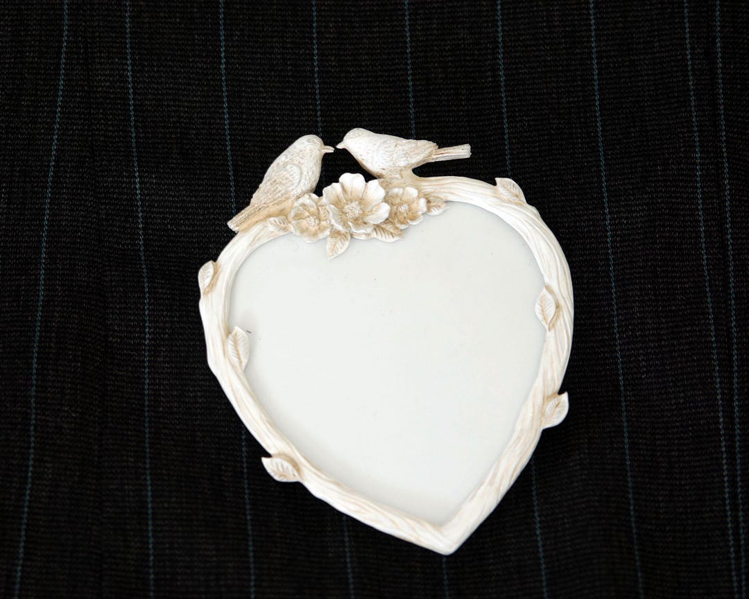 Vintage Heart- Shaped Ceramic Picture Frame 4in X 4in With Glass - Etsy