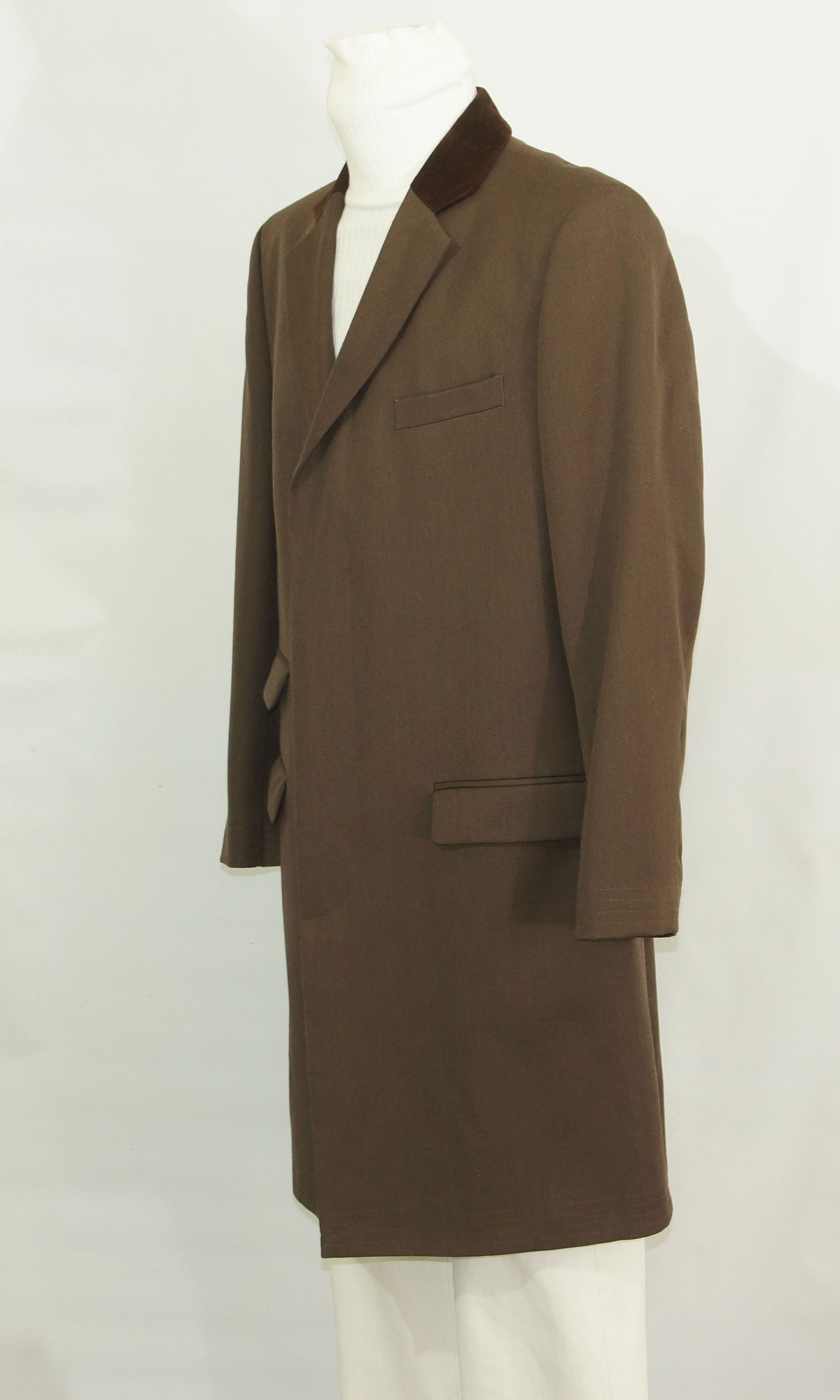 Vintage Men's Long Brown Tuxedo Fawn Pure Wool Formal Event Frock Coat ...