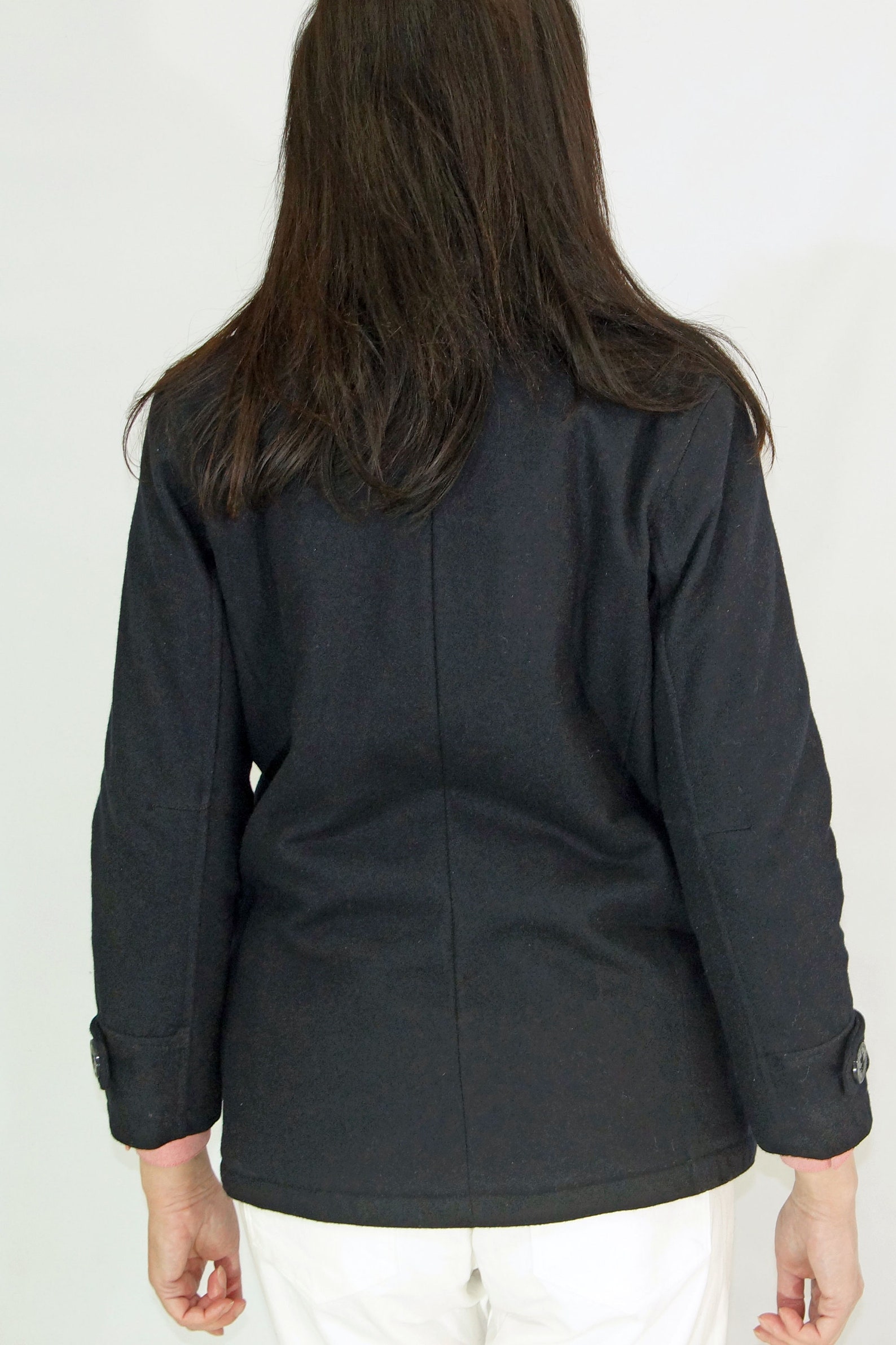Dark Blue Wool Blend Pea Coat, Double Breasted Trench, Vintage Fall ...