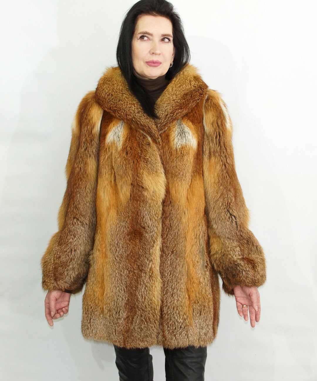 Vintage Red Fox Fur Coat Timeless Elegant Warm Jacket - Etsy