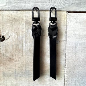 Black Leather Zipper Pull - Set of 2 - Etsy