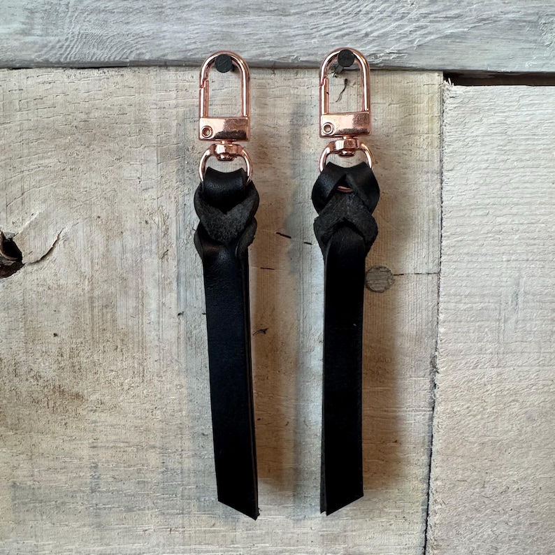 Black Leather Zipper Pull - Set of 2 - Etsy