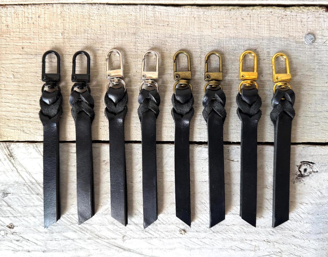 Black Leather Zipper Pull - Set of 2 - Etsy