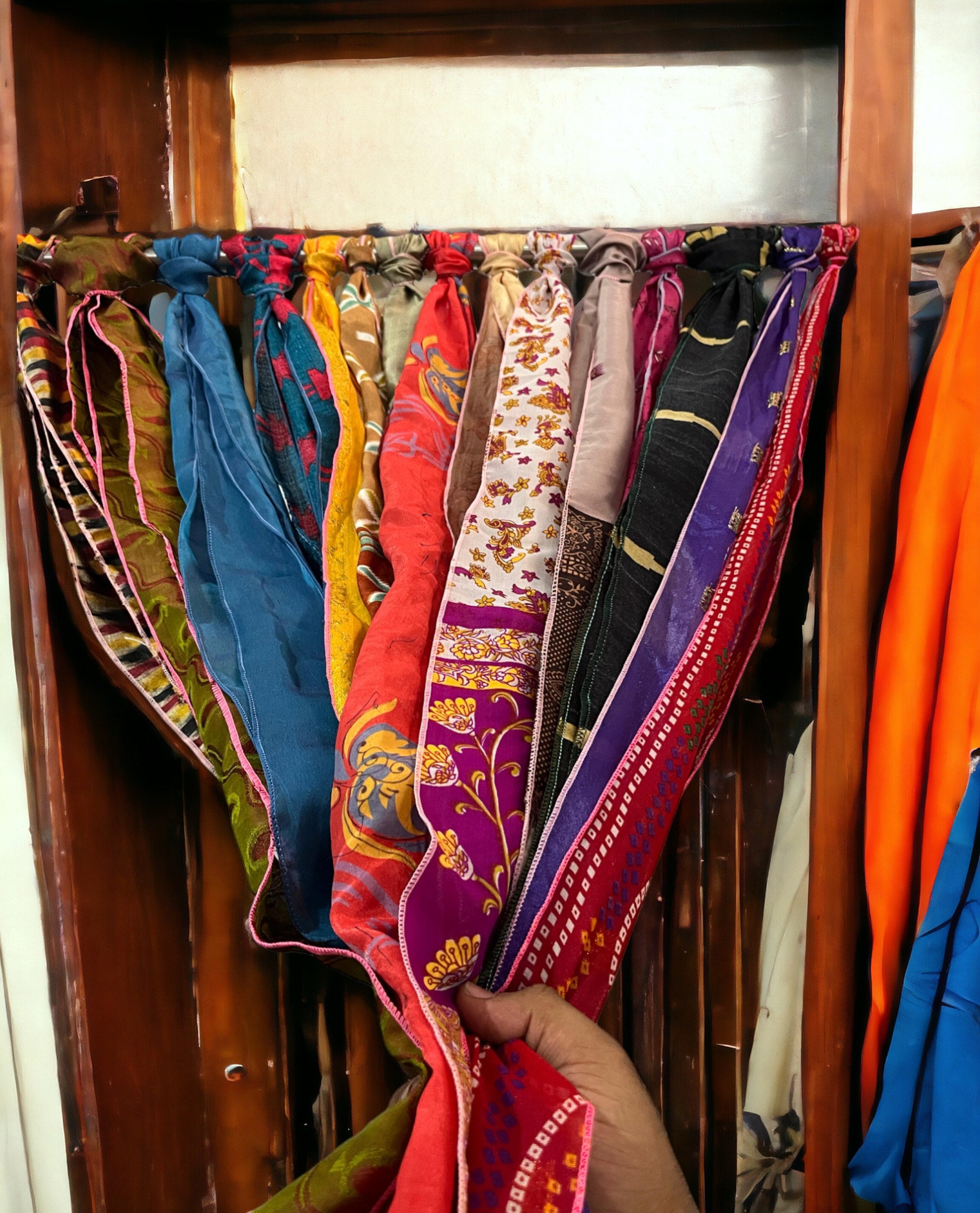 Colorful Vintage Indian Sari Silk Strip Sashes, Recycled Sari Silk ...