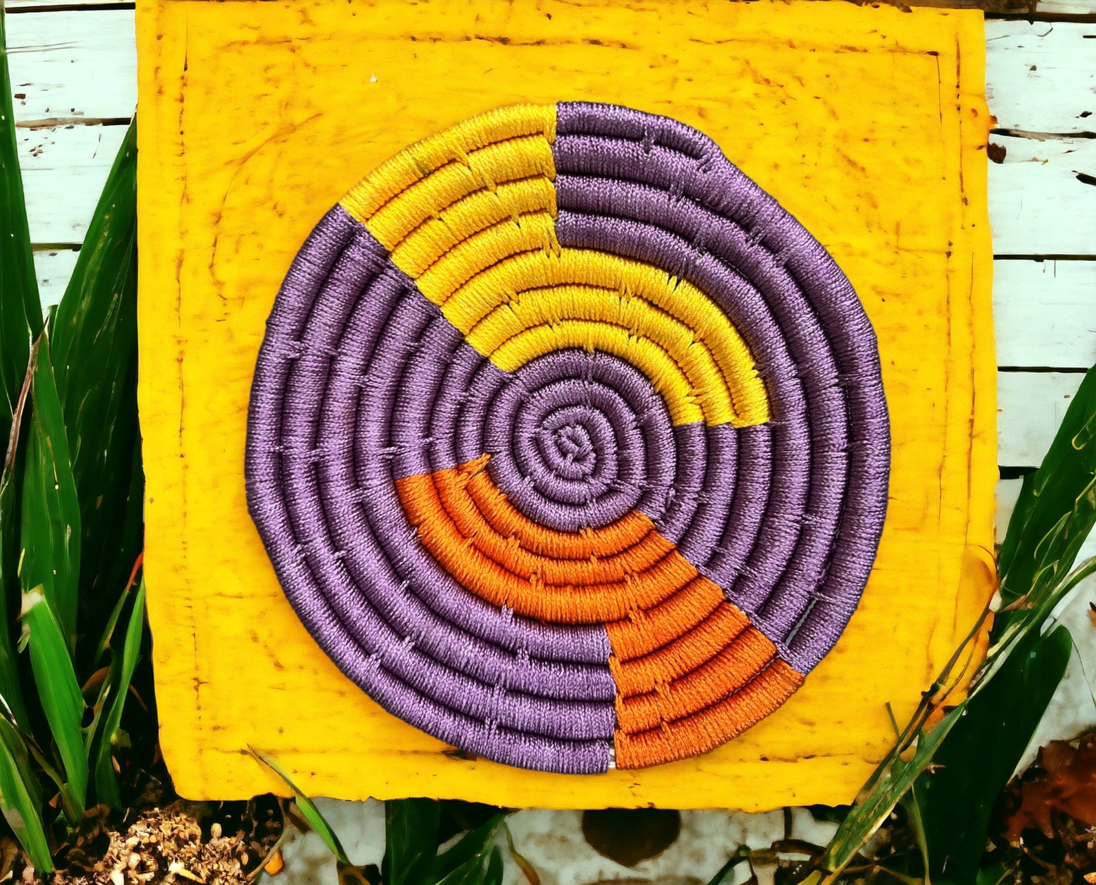 Handwoven Sabai Grass Wall Baskets: Multi-colored Boho Wall Art, Set of ...