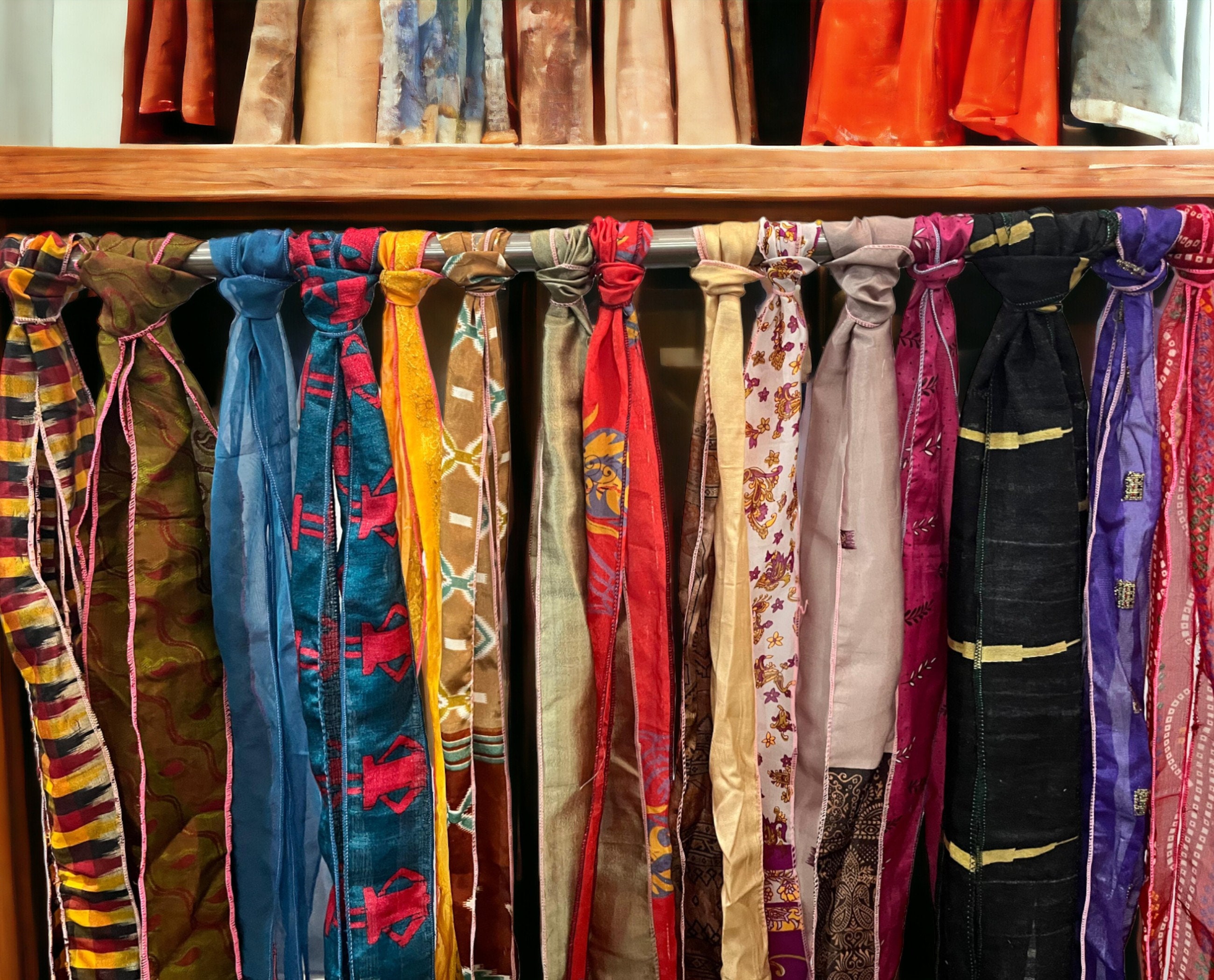 Colorful Vintage Indian Sari Silk Strip Sashes, Recycled Sari Silk ...