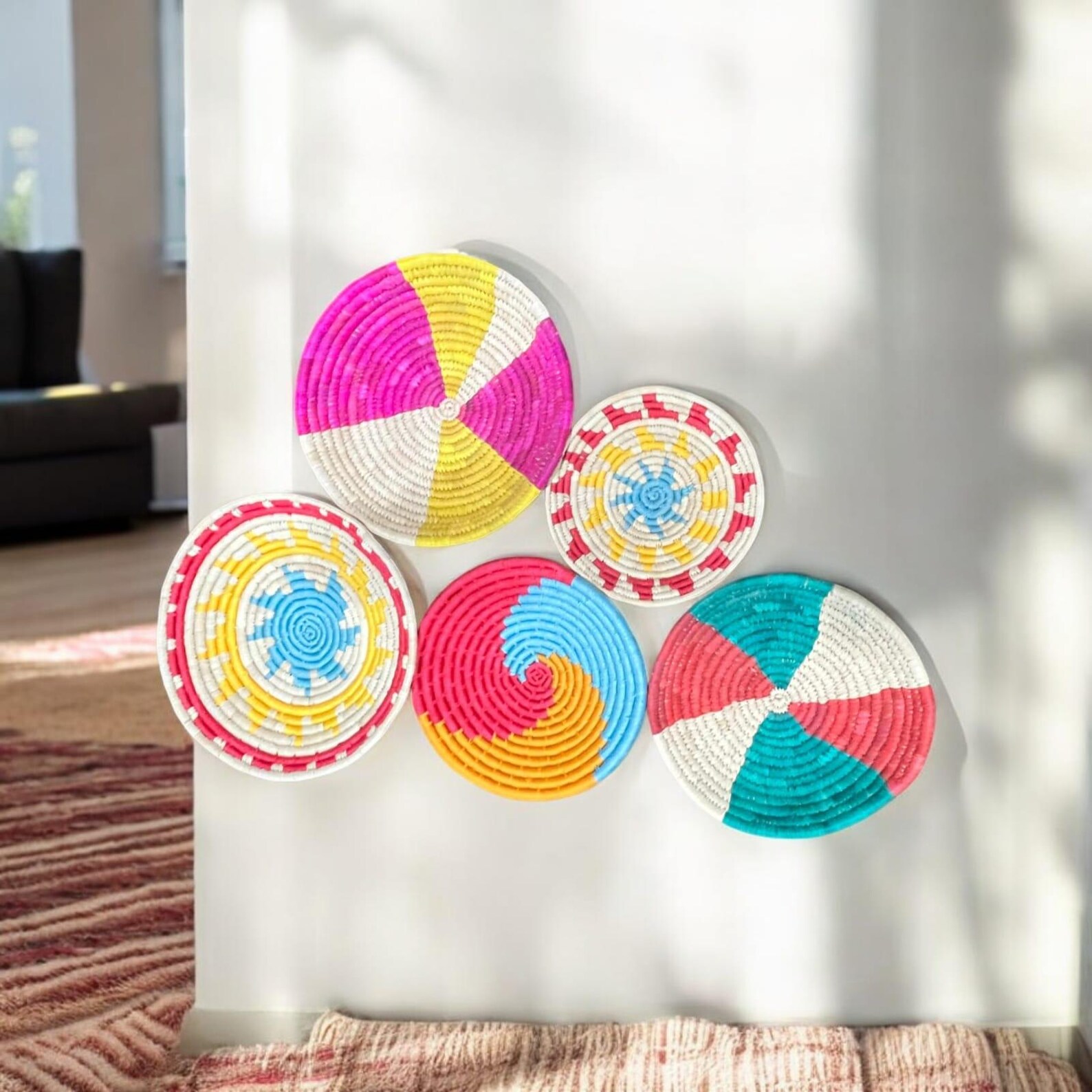 Natural Sabai Grass Handwoven Baskets , Wall Art Decor for Living Room ...