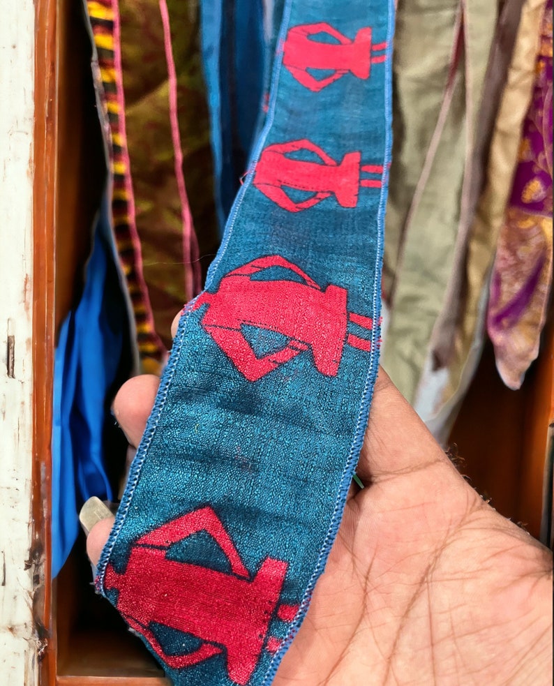 Colorful Vintage Indian Sari Silk Strip Sashes, Recycled Sari Silk ...