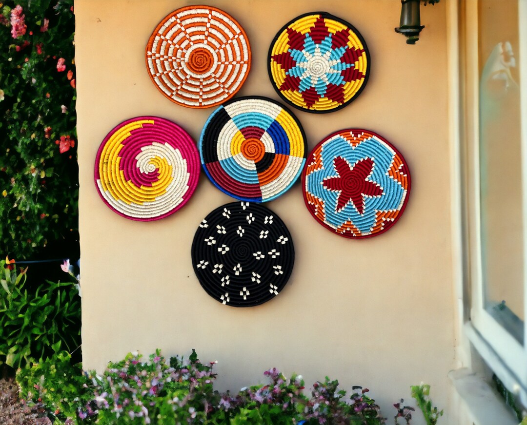 Buy Handwoven Sabai Grass Wall Baskets: Multi-colored Boho Wall Art ...