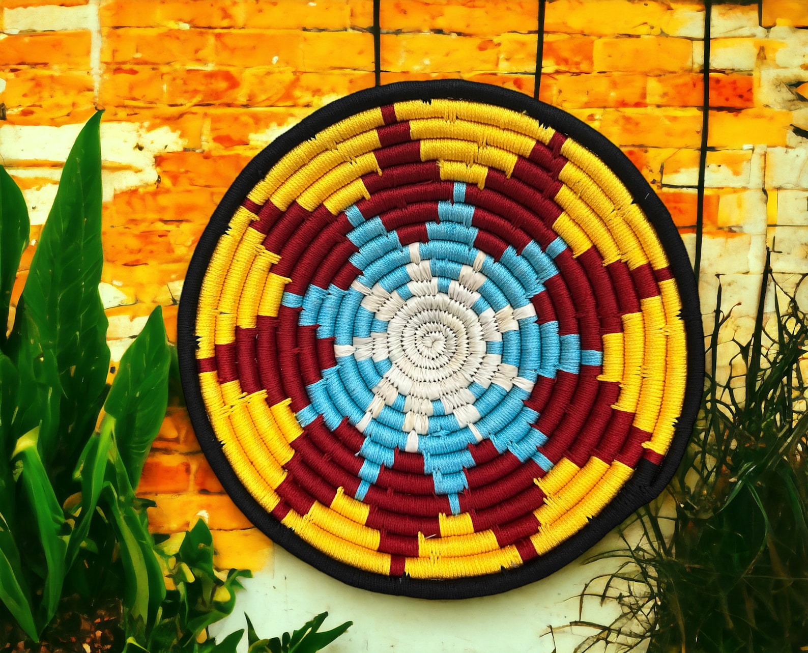 Handwoven Sabai Grass Wall Baskets: Multi-colored Boho Wall Art, Set of ...