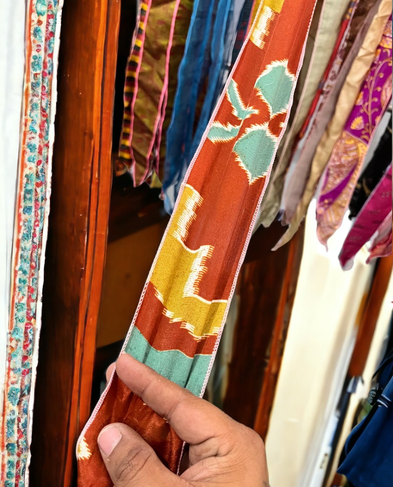 Colorful Vintage Indian Sari Silk Strip Sashes, Recycled Sari Silk ...