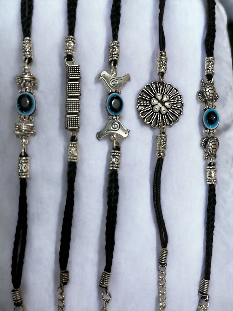 Evil Eye Black Thread Styled Bracelets/ Anklets Measures 25 Cm Each ...