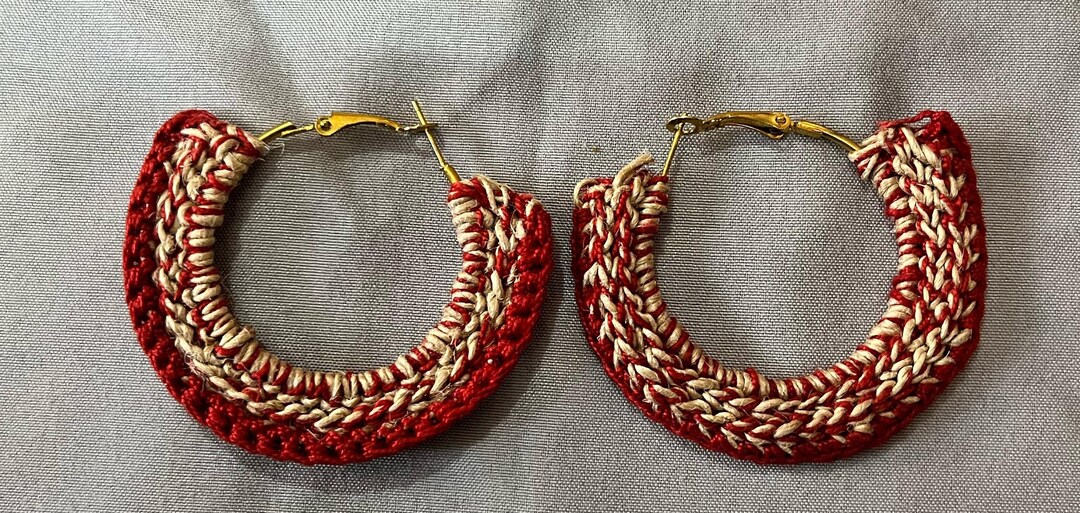 Handmade Nylon & Jute Thread Hoop Macrame Work Red Beige - Etsy