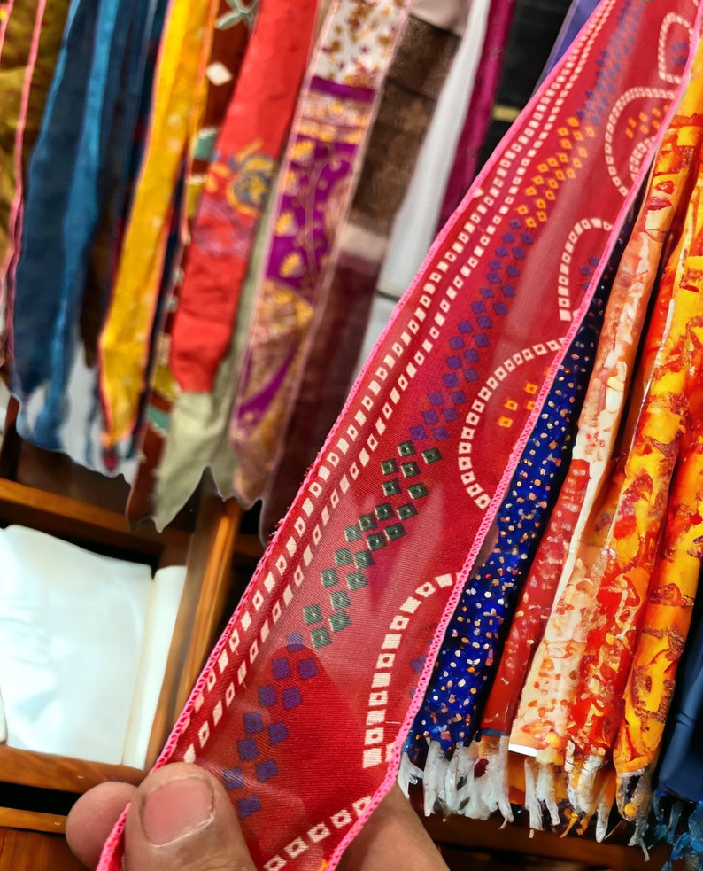 Vintage Indian Sari Silk Ribbon Strips: Colorful Boho Sash Scarf - Etsy