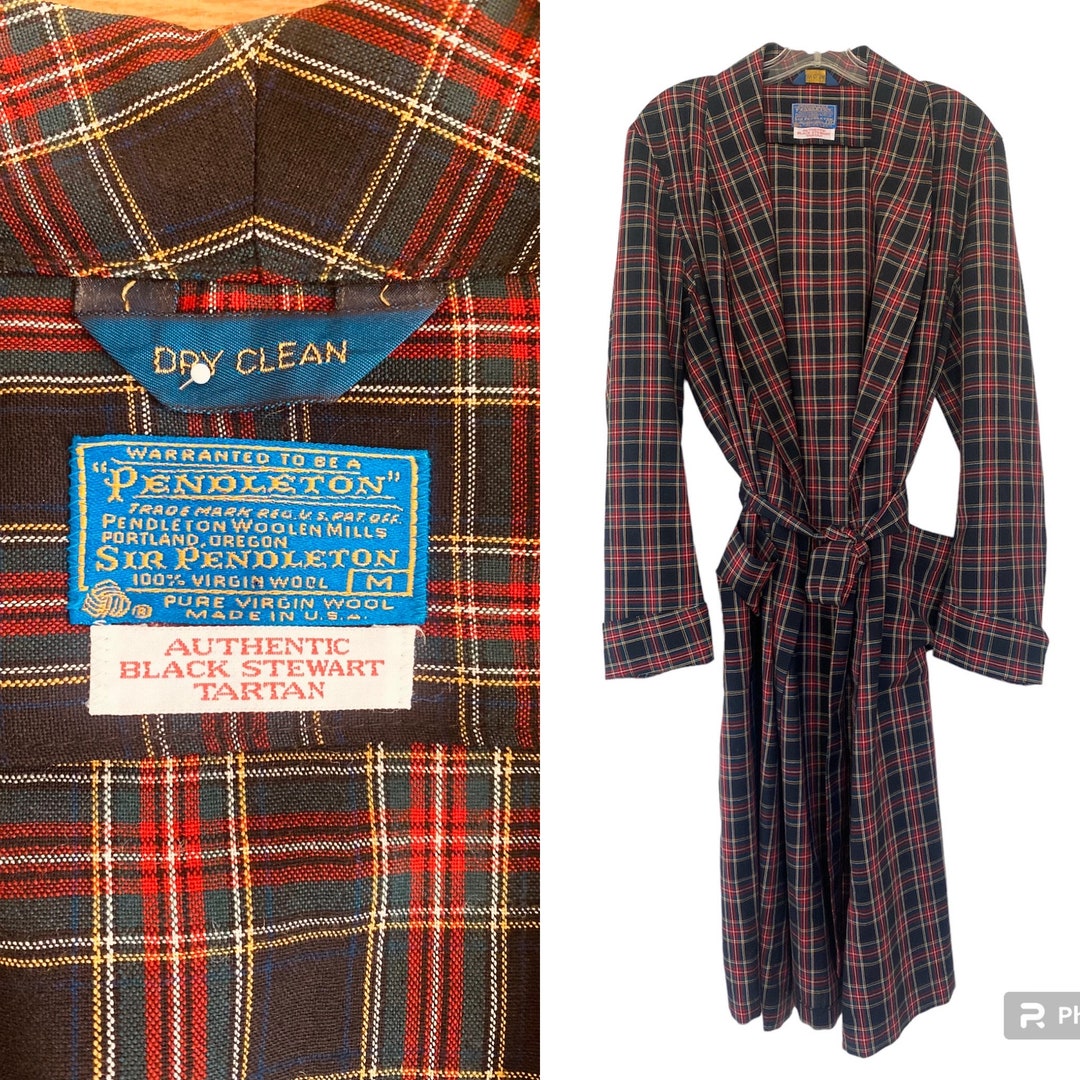 Vintage 1960s Pendleton Wool Robe Tartan Plaid Black Stewart - Etsy